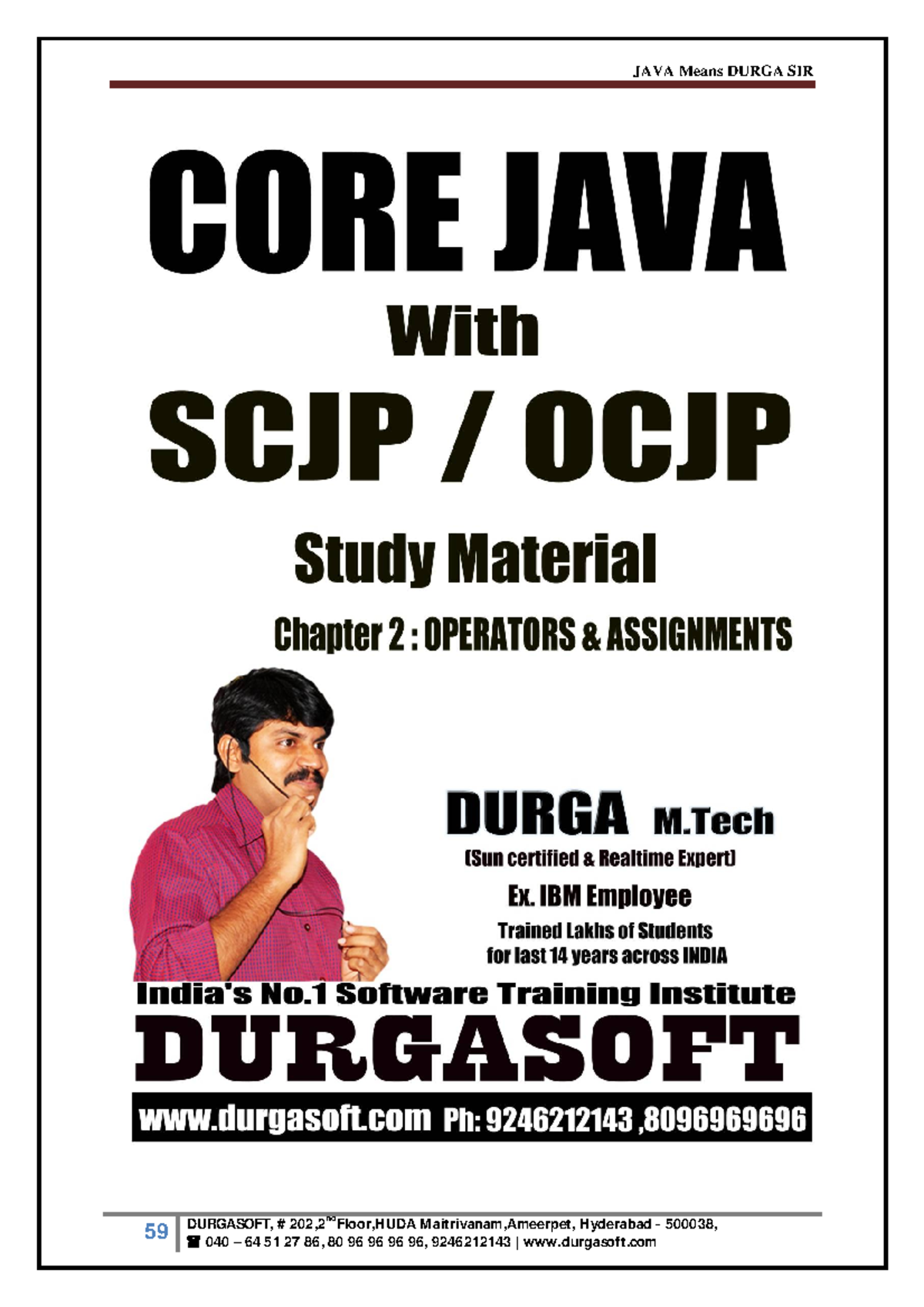 2. Operators Assignments - 59 DURGASOFT, # 202,2ndFloor,HUDA M ...