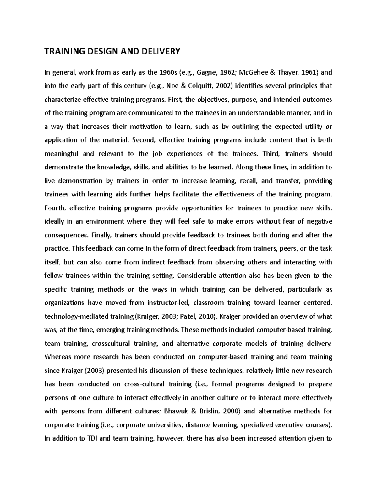 Training Design AND Delivery - TRAINING DESIGN AND DELIVERY In general ...