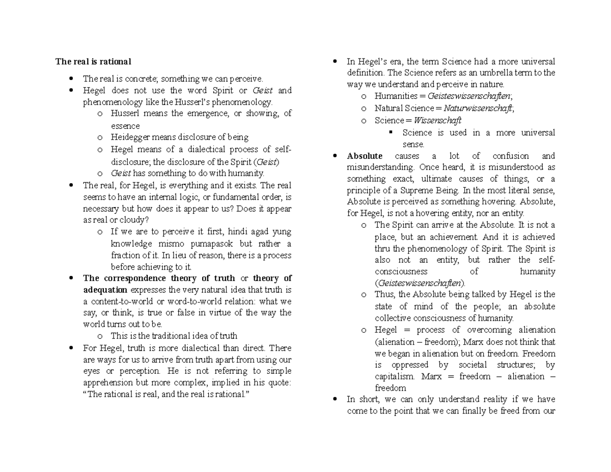 Hegel and the Role of Immanent Critique - The real is rational The real ...