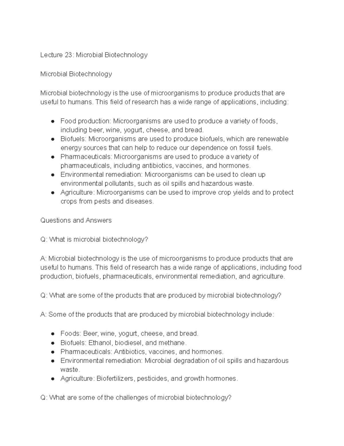 Lecture note for BIO 275, Lecture #23 - Lecture 23: Microbial ...