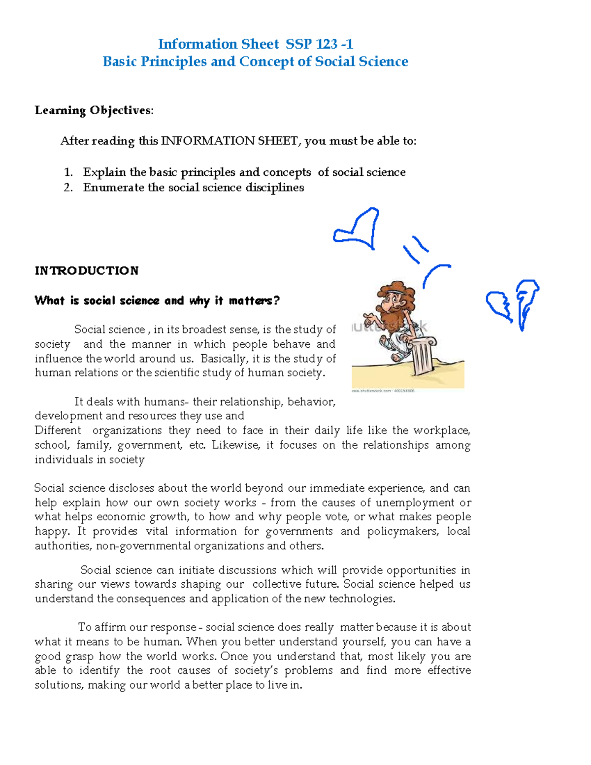 SSP 123 Lesson 1 1 - SSP m1 - Information Sheet SSP 123 - Basic ...