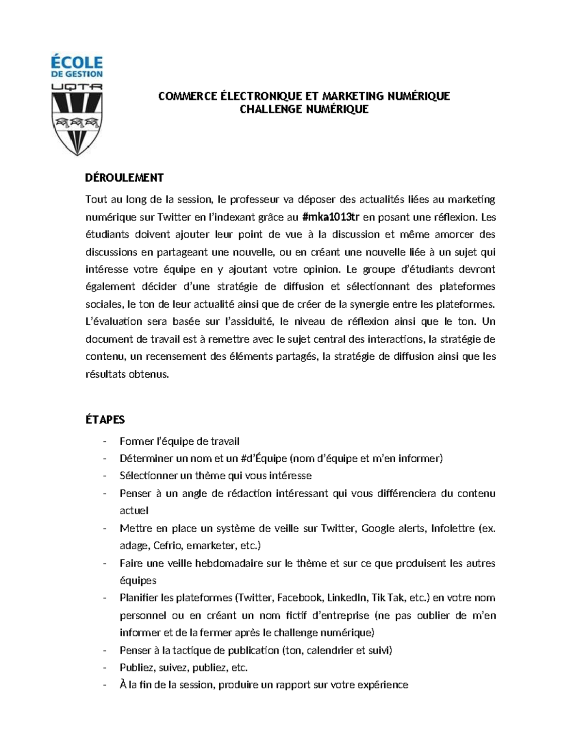 Défi numérique - COMMERCE ÉLECTRONIQUE ET MARKETING NUMÉRIQUE CHALLENGE ...