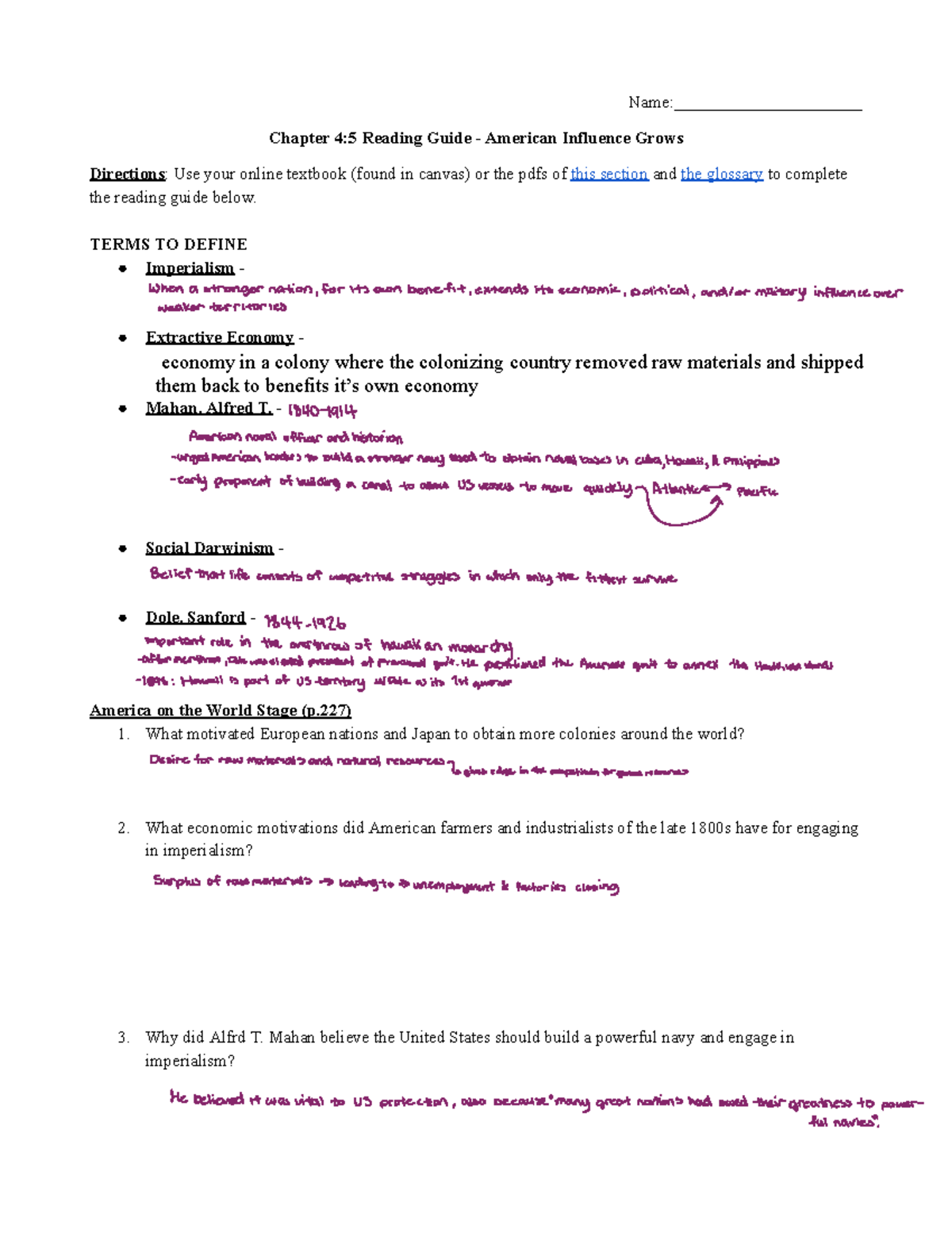 Chapter 4 5-6 Reading Guides - Name:______________________ Chapter 4 : ...