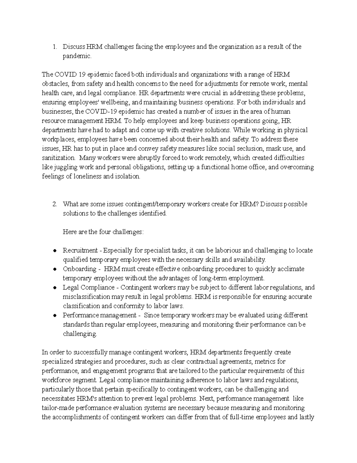 Axel HRM CHALLENGES - Discuss HRM challenges facing the employees and ...