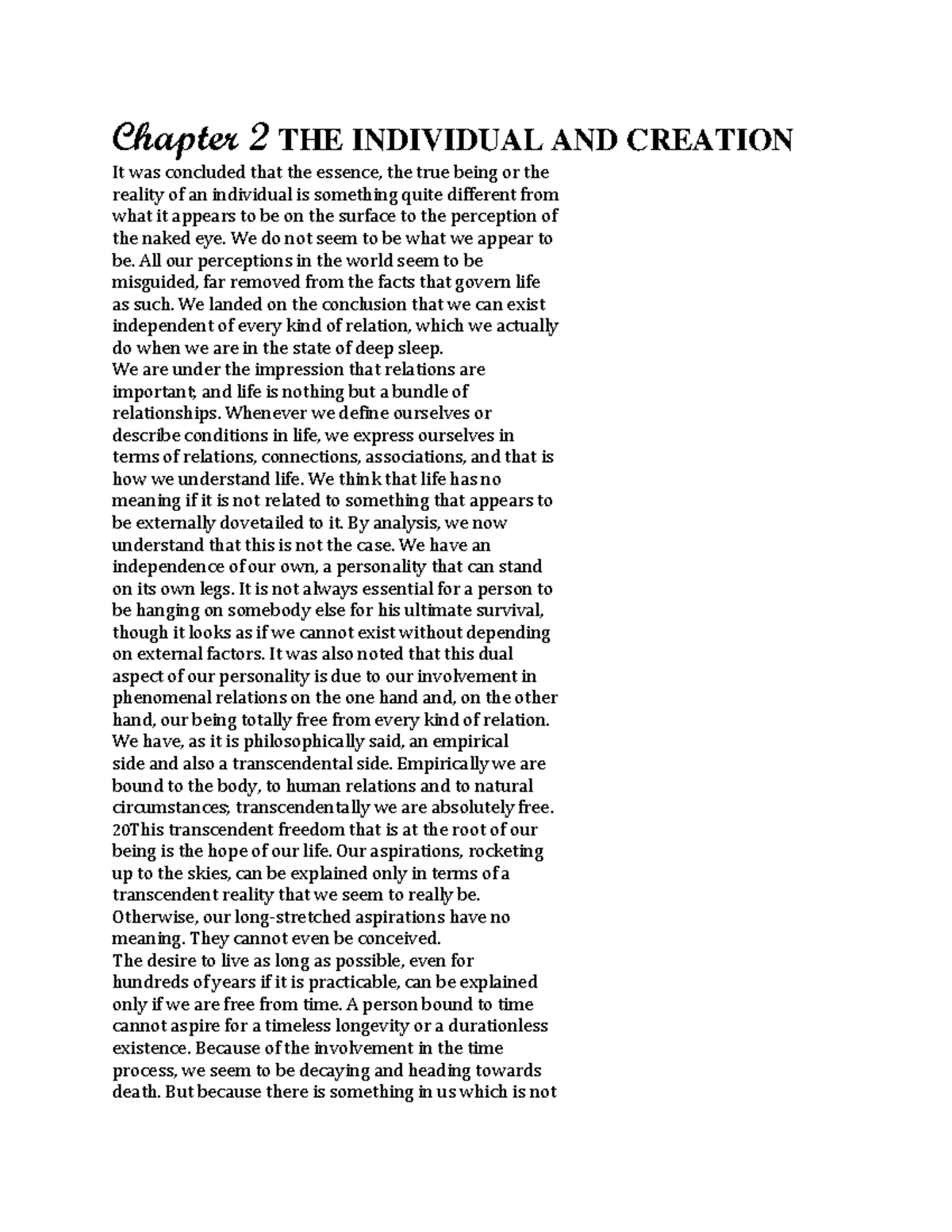 Chapter 2 THE Individual AND Creation - Chapter 2 THE INDIVIDUAL AND ...