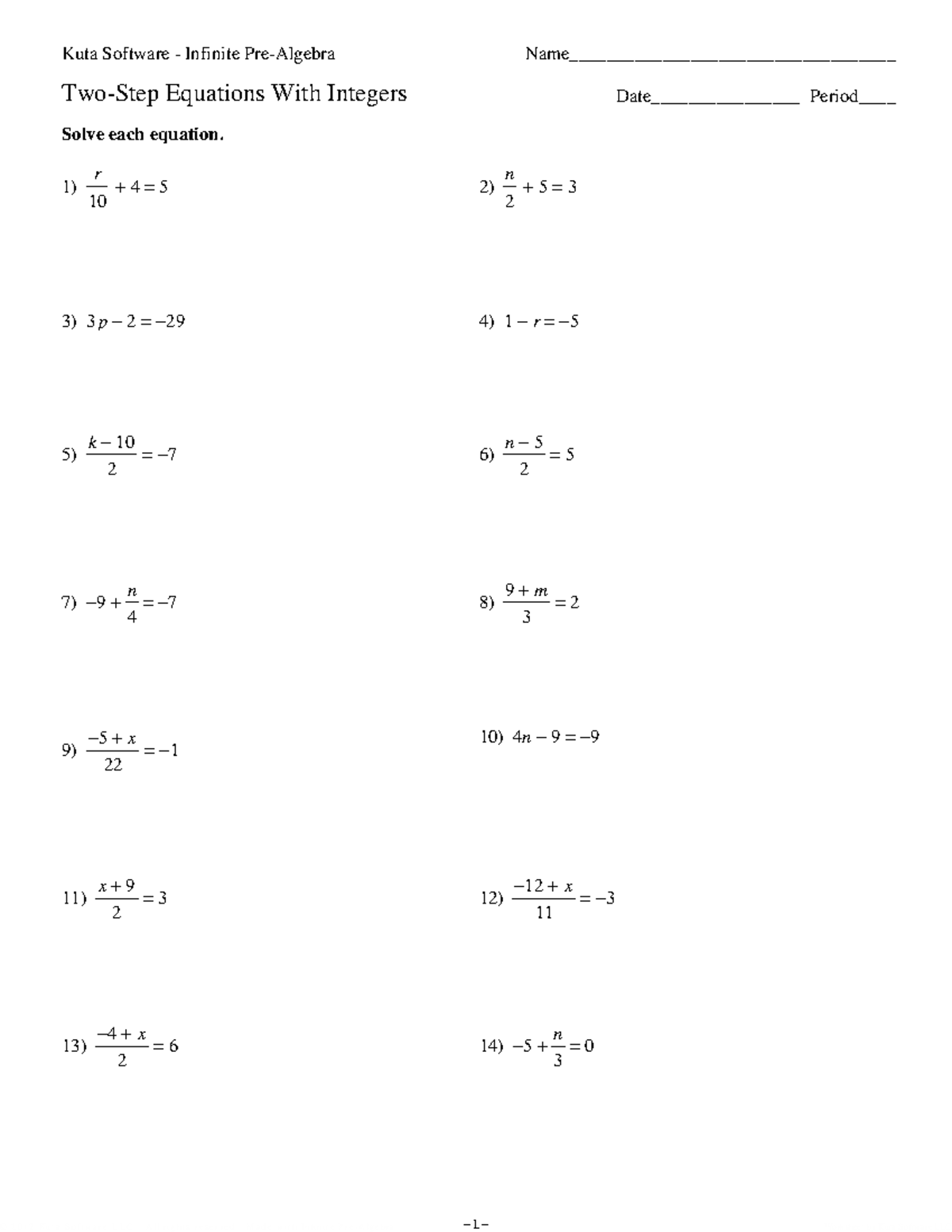 Two Step Equations With Integers e 52 V 0 M 1 I 2 W HKguktYac