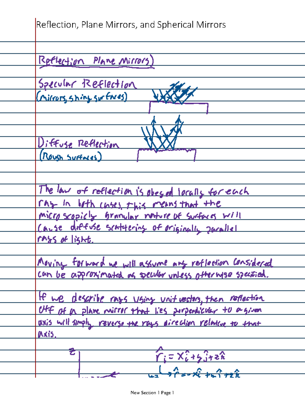 Reflection, Plane Mirrors, and Spherical Mirrors - PHYS 4452 - Studocu