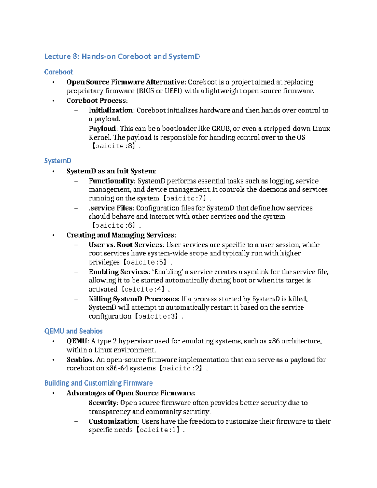 Les-8 - Key points - Lecture 8: Hands-on Coreboot and SystemD Coreboot - Open Source Firmware ...