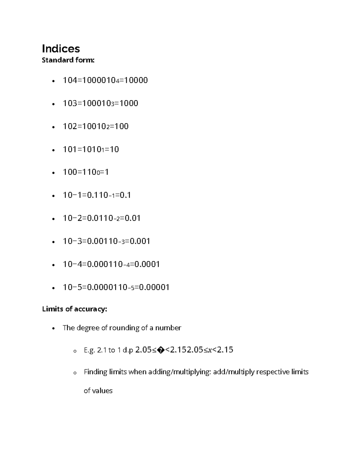 Indices - Indices Standard form: - 104=10000 104 = 10000 - 103=1000 103 ...