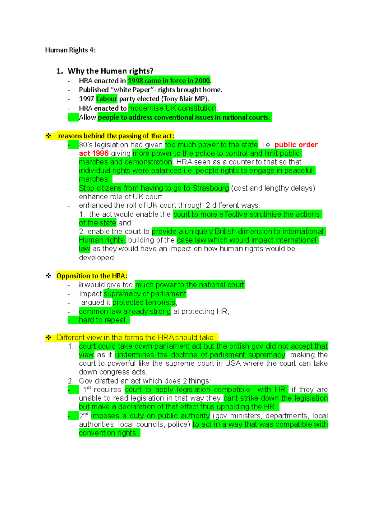 Human Rights 4 - Why the Human rights? HRA enacted in 1998 came in ...