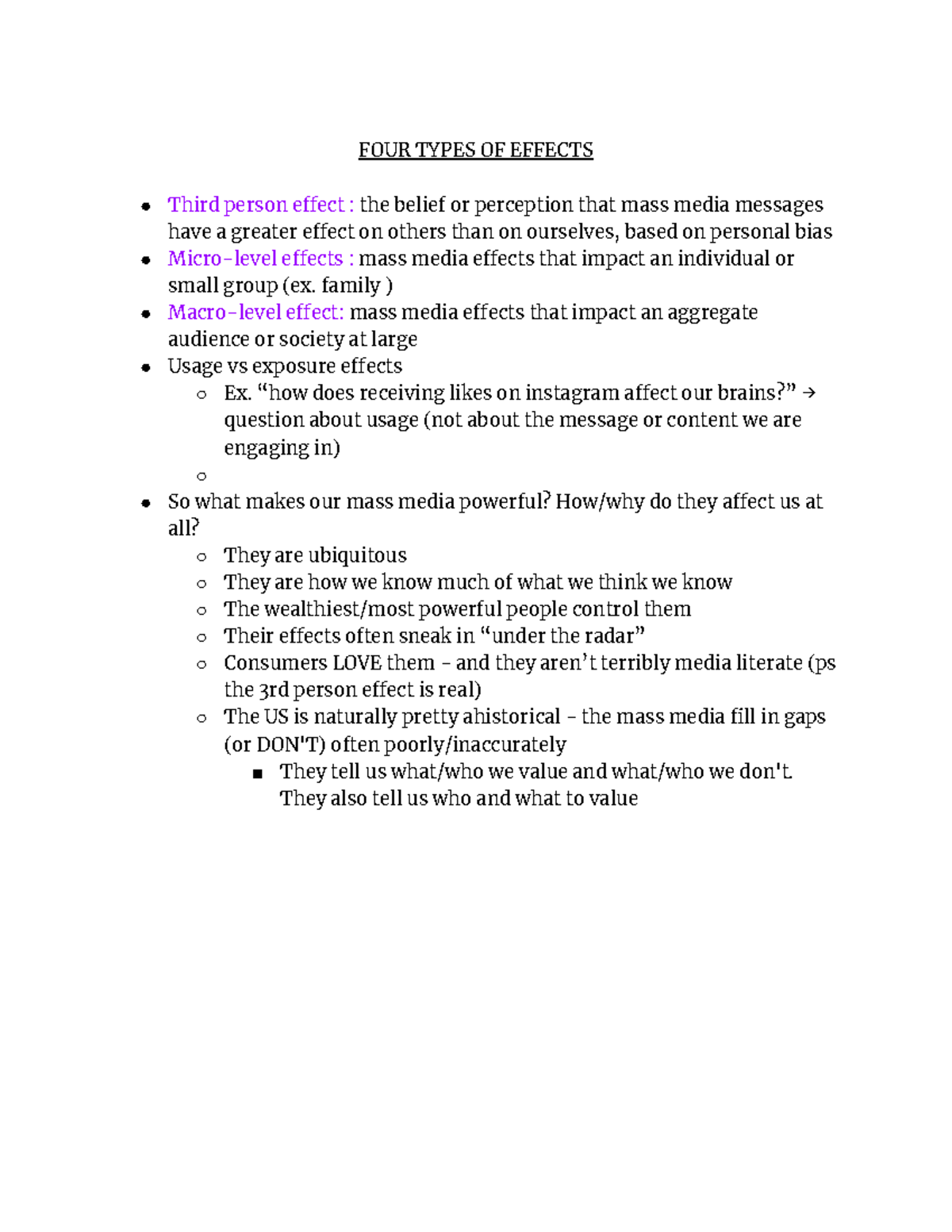 4 types of effects media of diverse populations - FOUR TYPES OF EFFECTS ...