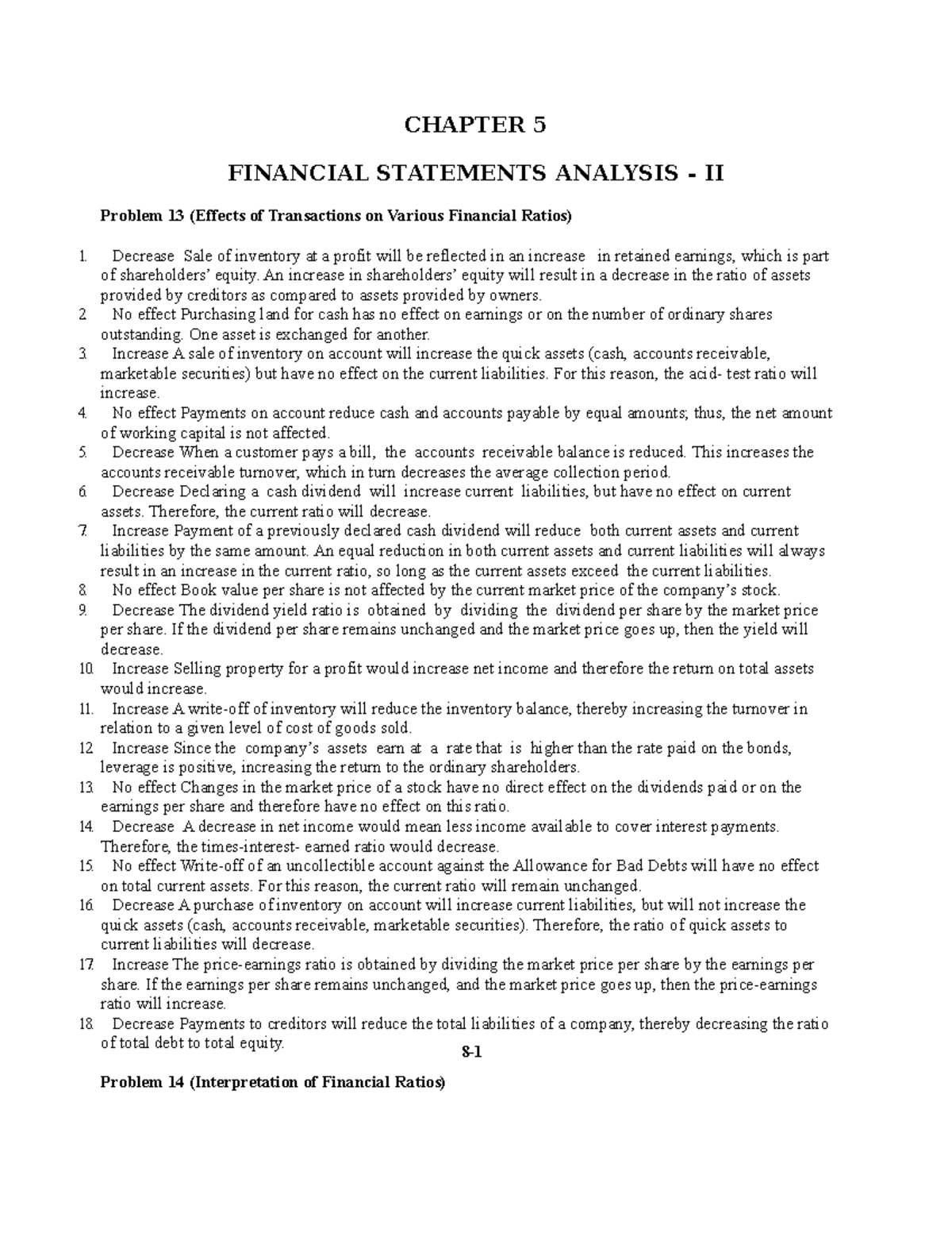 Chapter 5 Financial Statements Analysis - II part iv - CHAPTER 5 ...