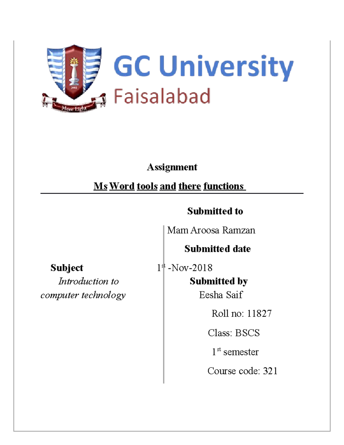 MS word for ntrocuction - Assignment Ms Word tools and there functions ...