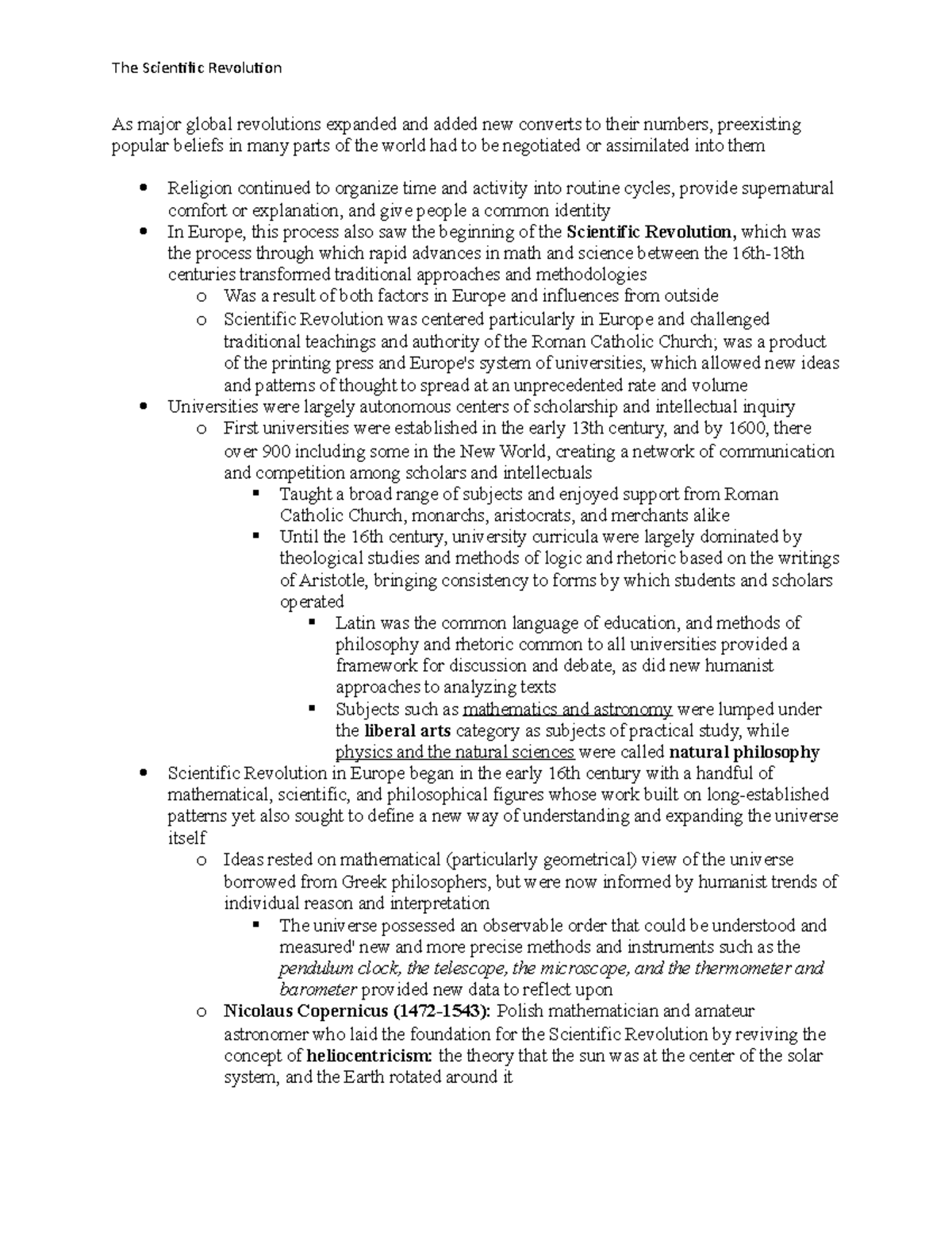 The Scientific Revolution - Studocu