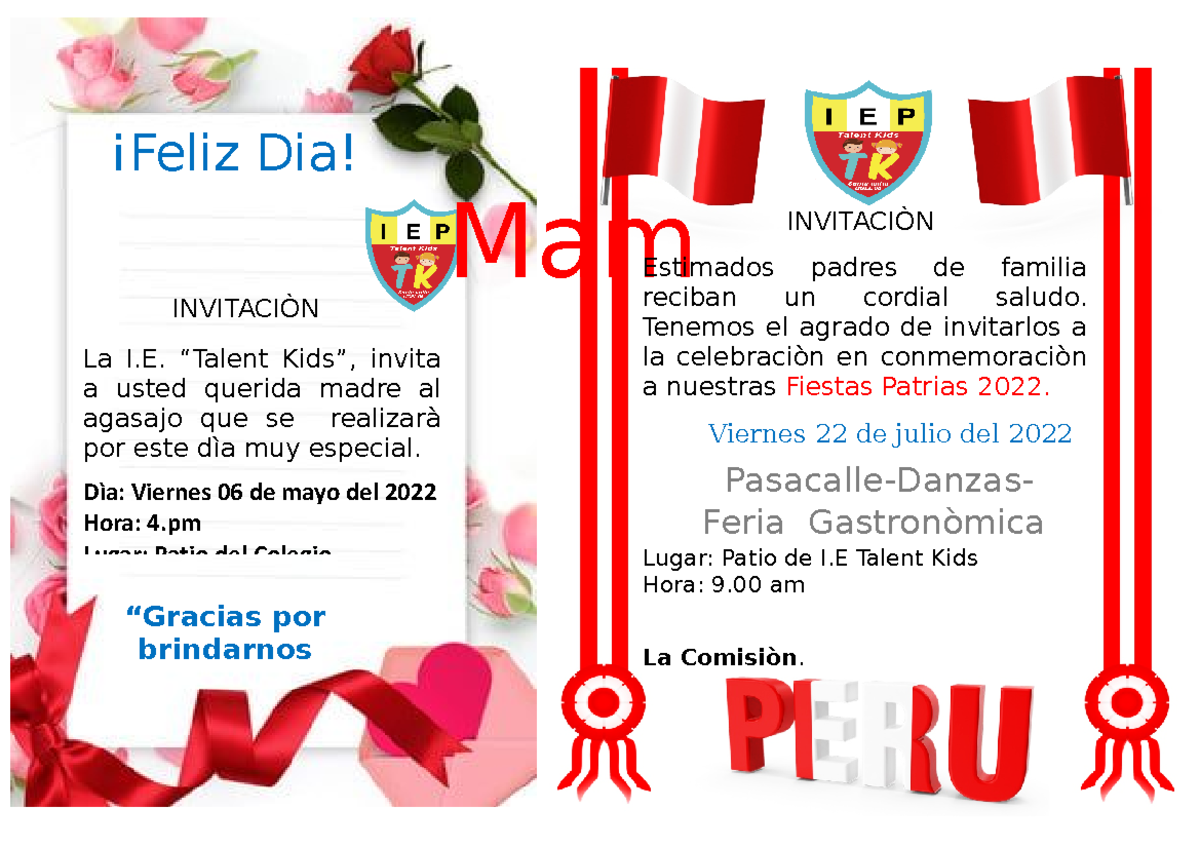 Tarjeta Invitacion Dia De La Madre Feliz Dia Invitaciòn