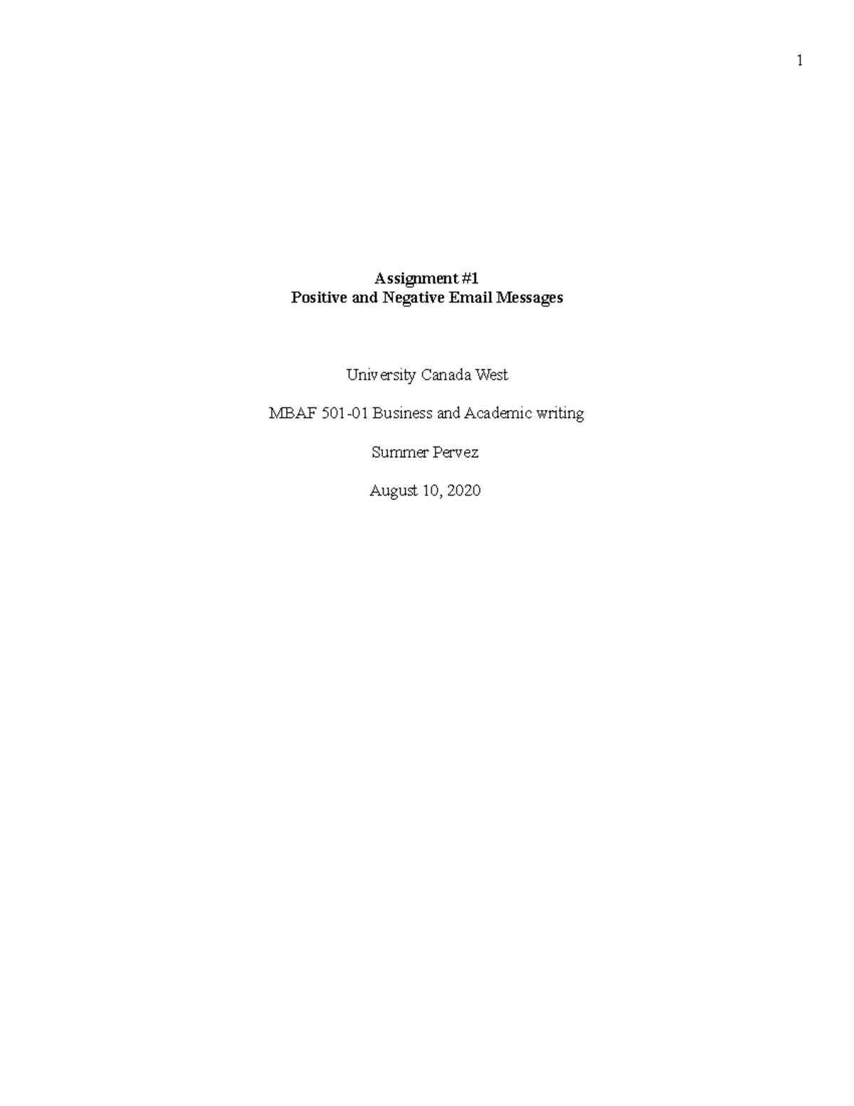 501-01 Positive and negative email messages - Assignment # Positive and ...