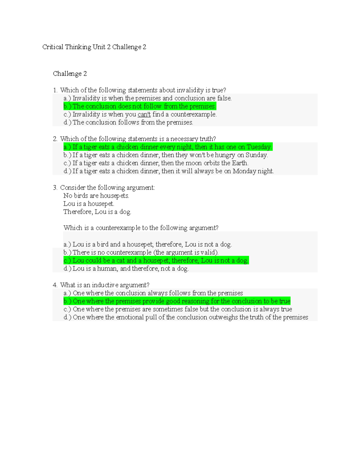 Critical Thinking Unit 2 Challenge 2 - Critical Thinking Unit 2 ...