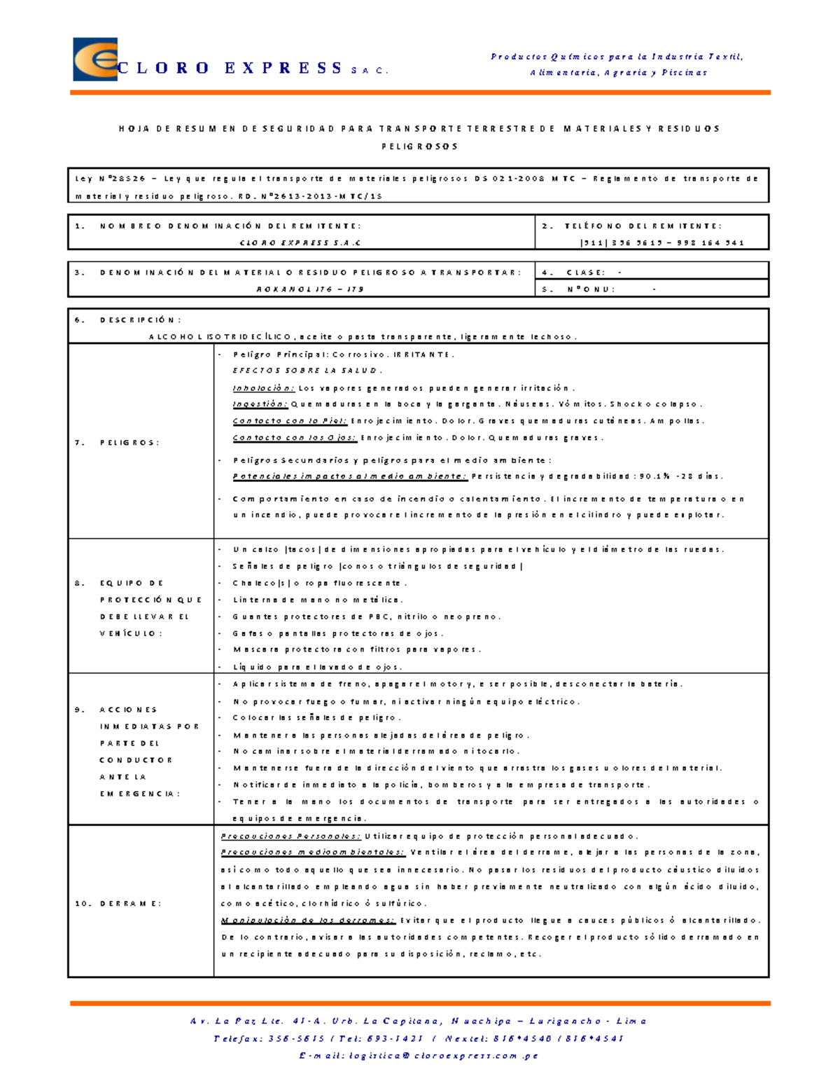 Alcohol IT6 - HS - INSUMOS - P r o d u c t o s Q u í m i c o s p a r a l a I n d u s t r i a T e ...