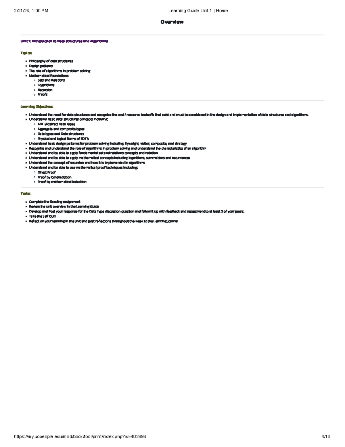 Unit 1: Intro to Data Structures & Algorithms Learning Guide - Overview ...