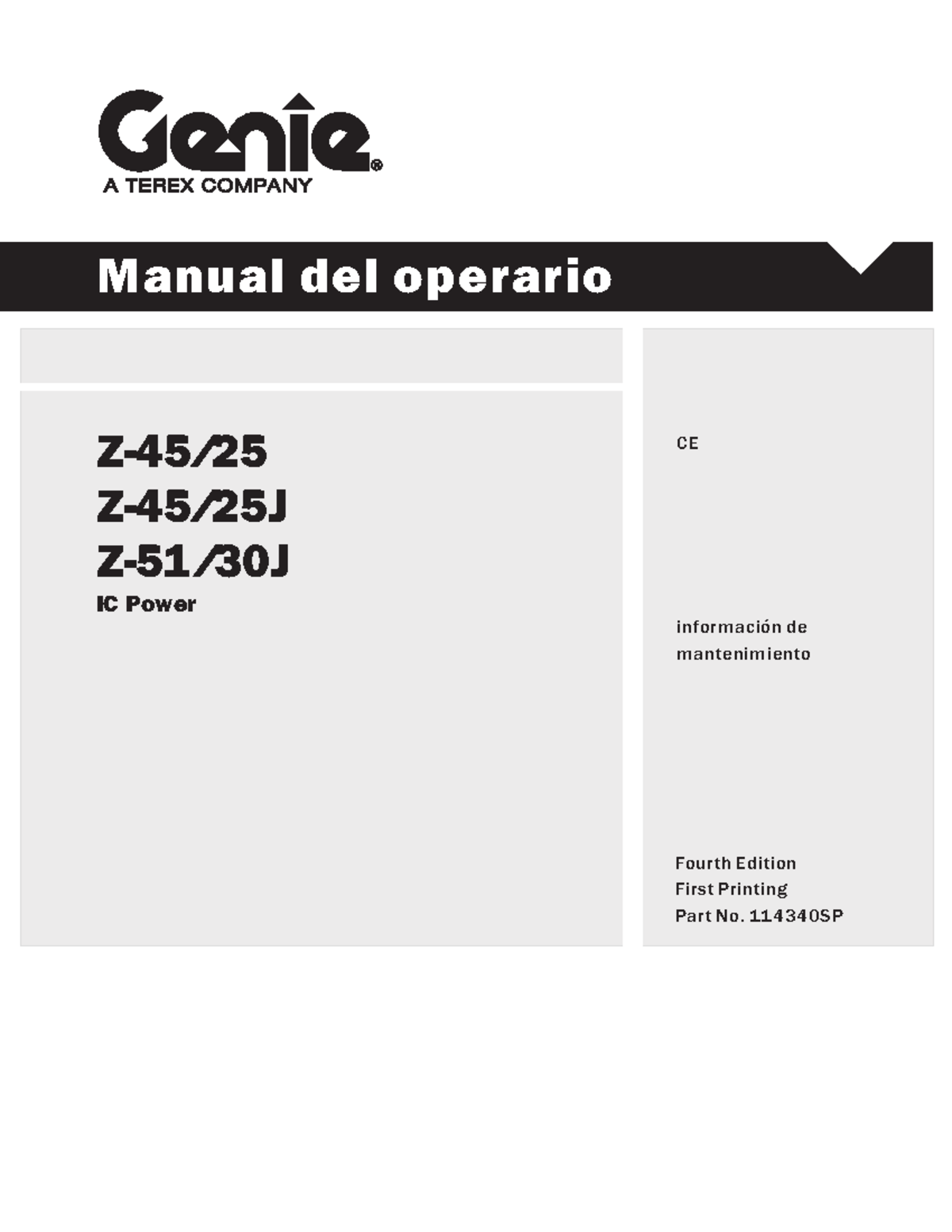 Genie Z-45-25 manual - Manual del operario Fourth Edition First ...