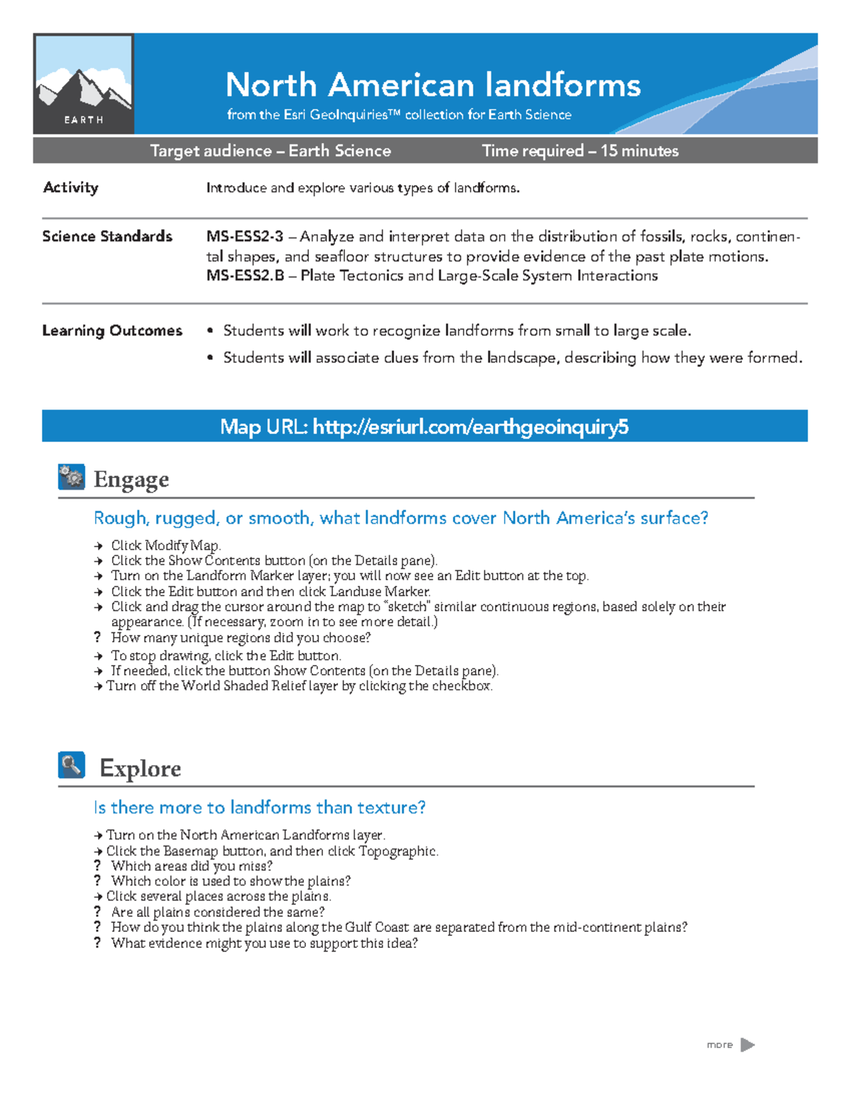 M3 Landforms - GIS assignment using ArcGIS - from the Esri GeoInquiries ...