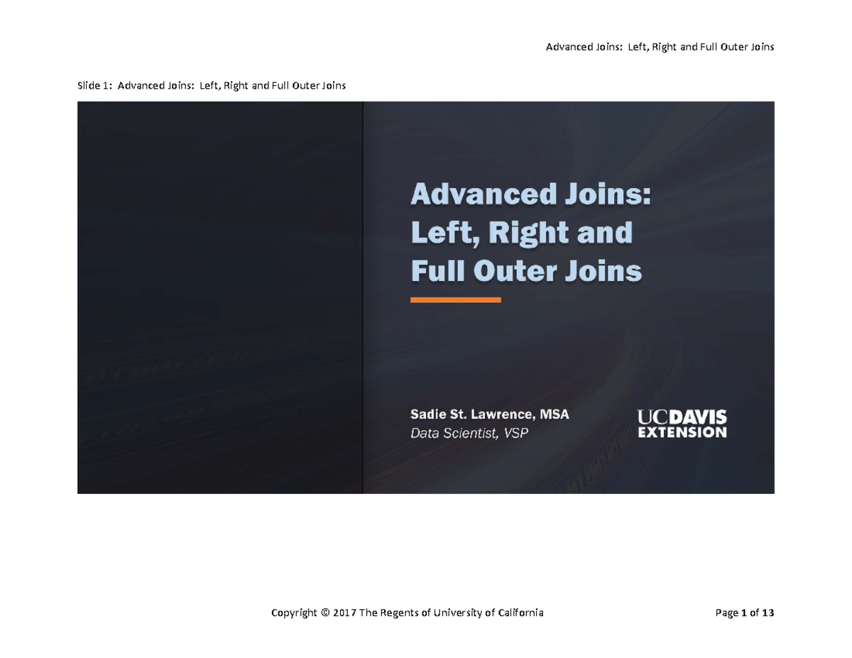 Advanced Joins Left Right and Full Outer Joins - Ingles - Other SQL ...