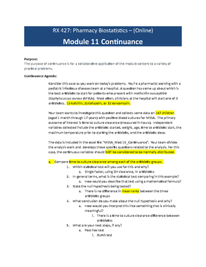 Modules 9 Continuance - Biostatistics Practice Problems and worksheets ...