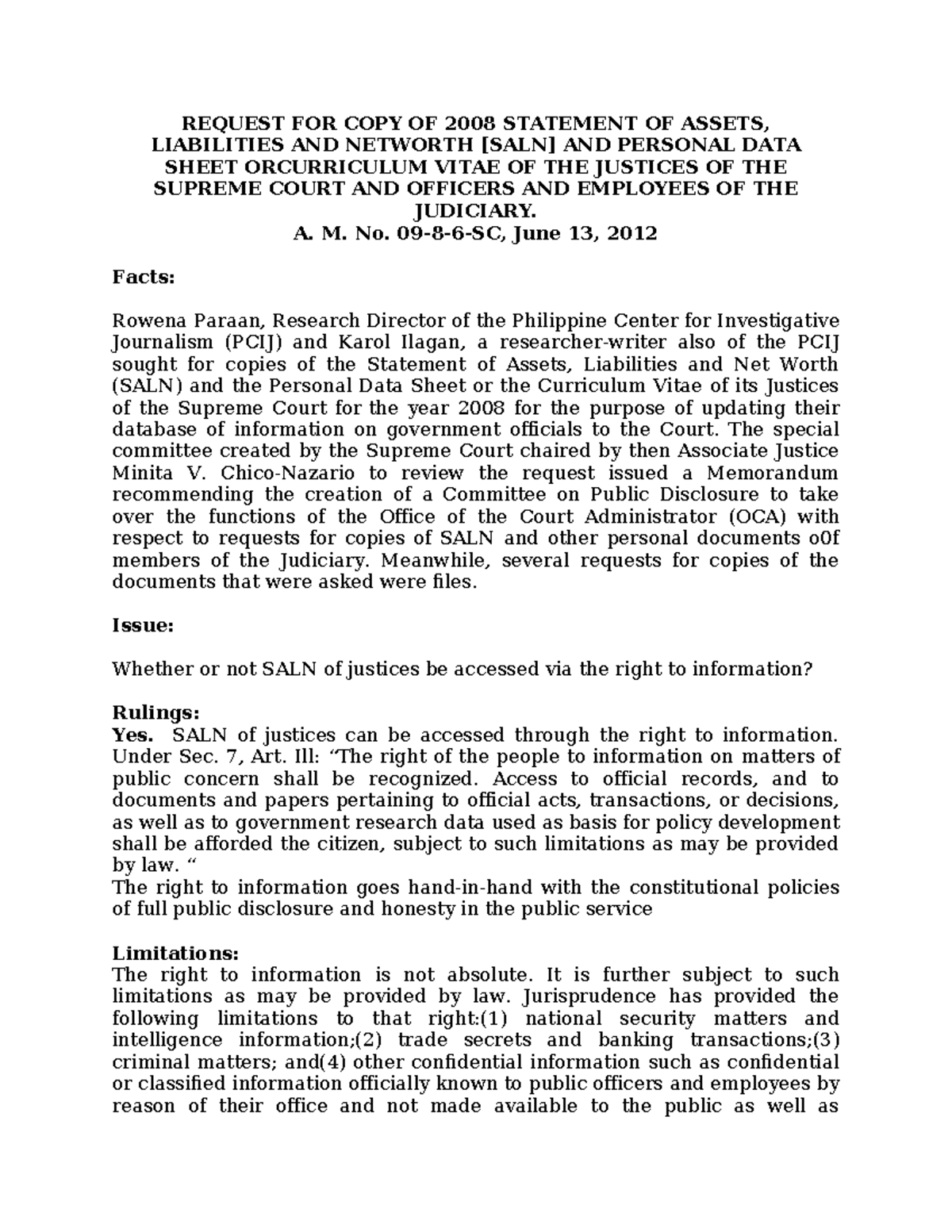 461684541 122735786 RE Request FOR COPY OF 2008 Statement OF Assets ...