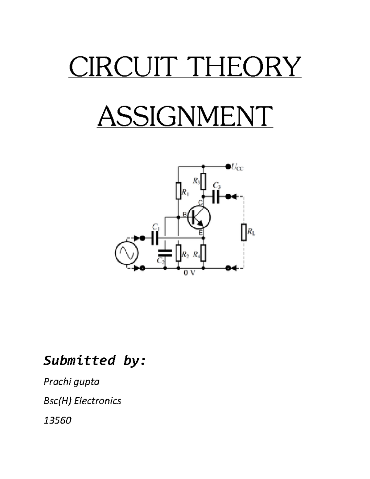 Circuit Theory Assignment - CIRCUIT THEORY ASSIGNMENT Submitted by ...