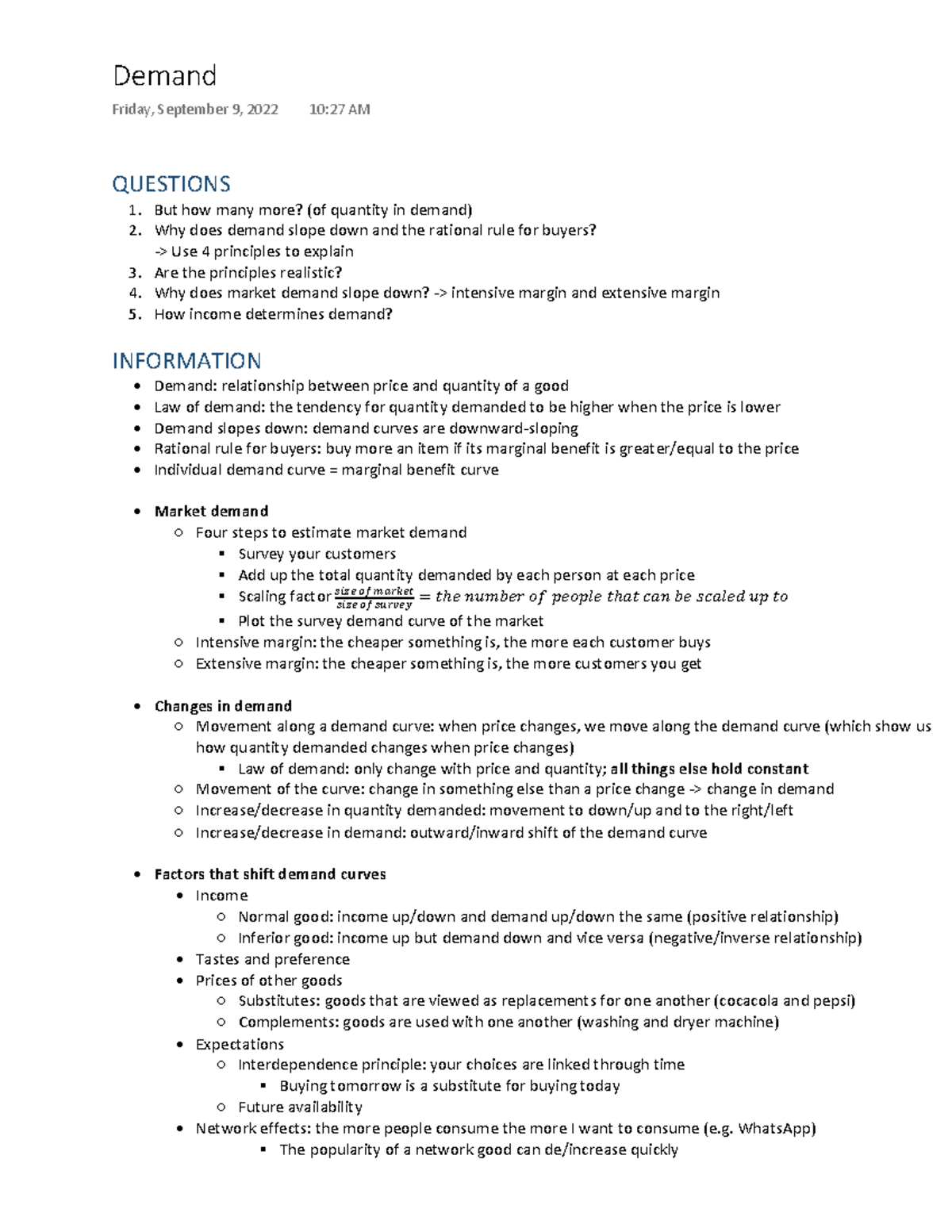 Demand - QUESTIONS But how many more? (of quantity in demand) Why does ...
