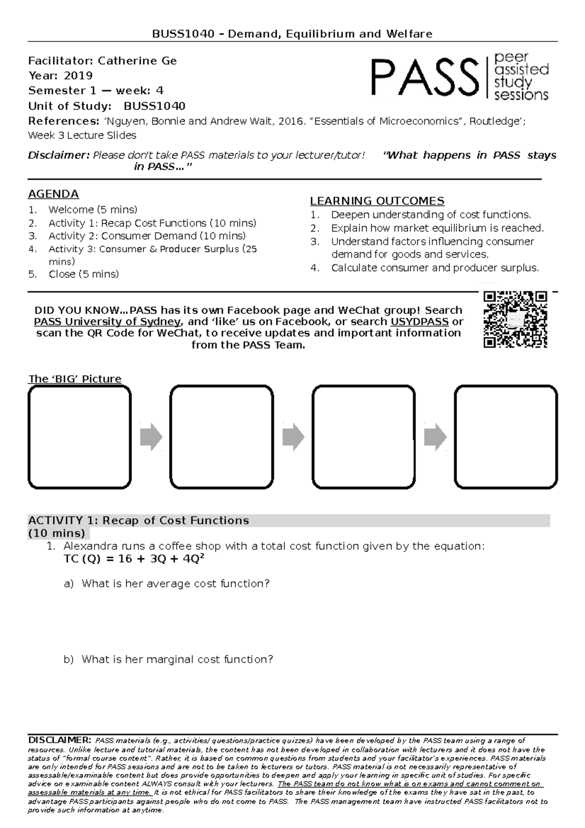 Session 3, Week 4, Demand, Equilibrium and Welfare - BUSS1040 – Demand, Equilibrium and Welfare ...