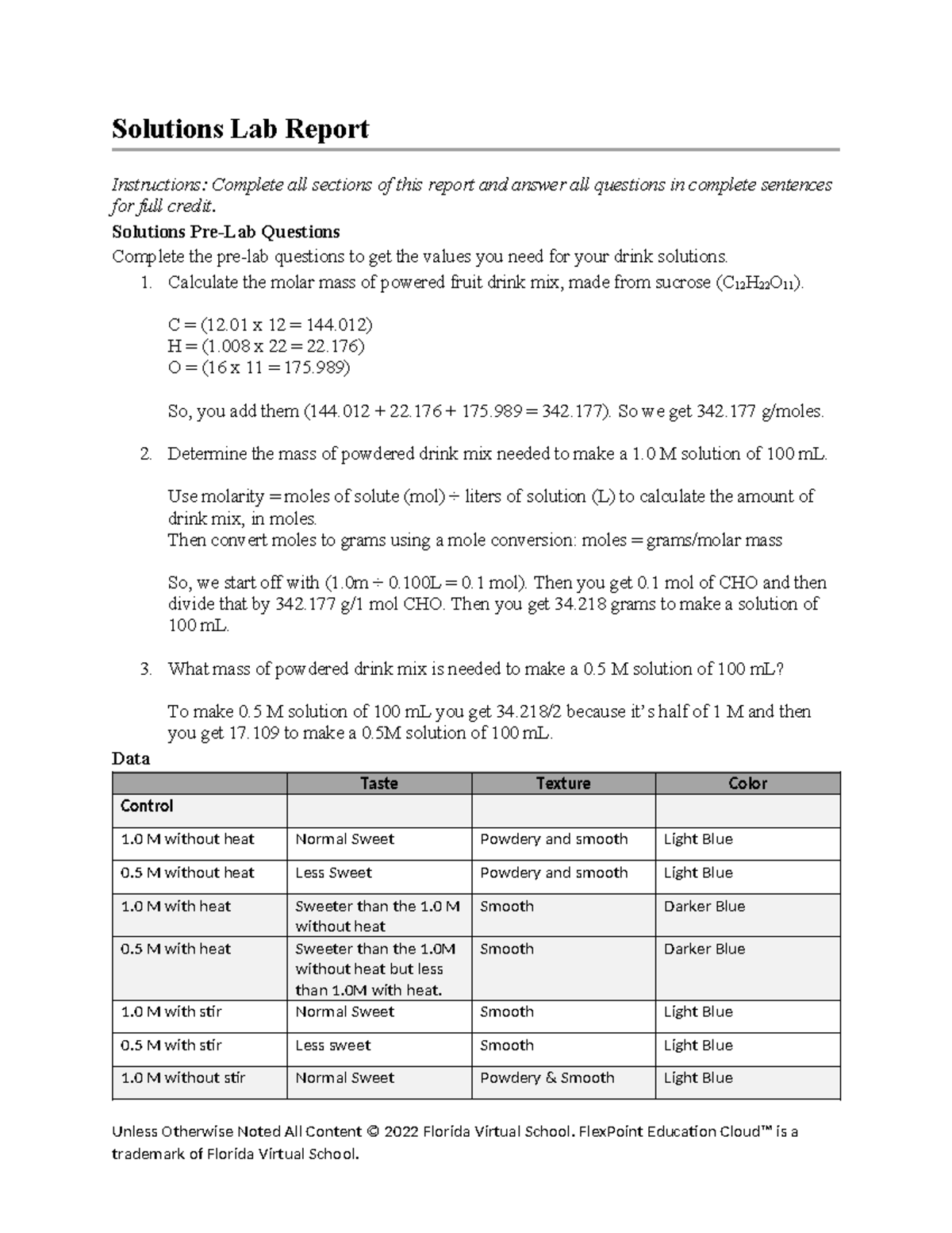 08 03 lab report - work - Solutions Lab Report Instructions: Complete ...