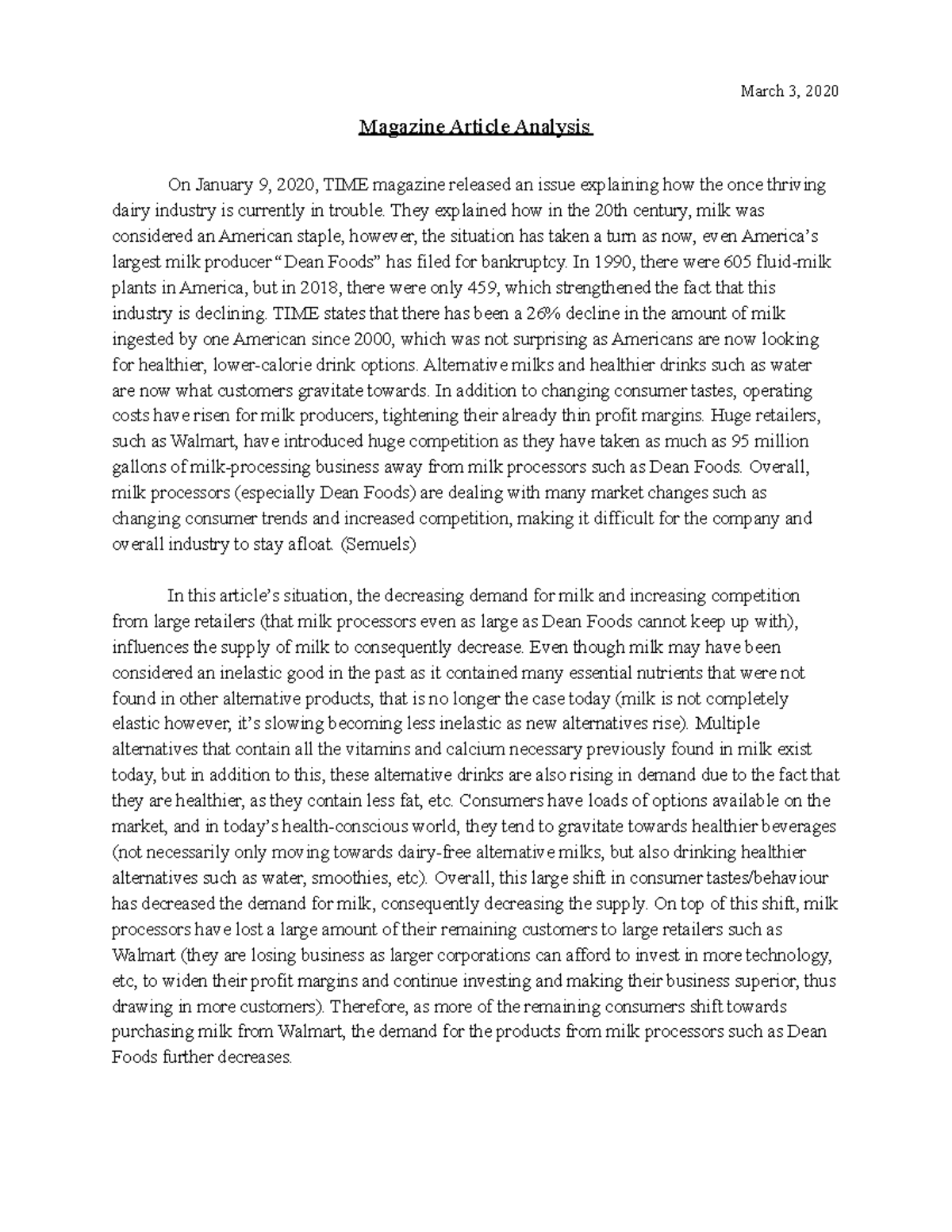 Magazine analysis - March 3, 2020 Magazine Article Analysis On January ...