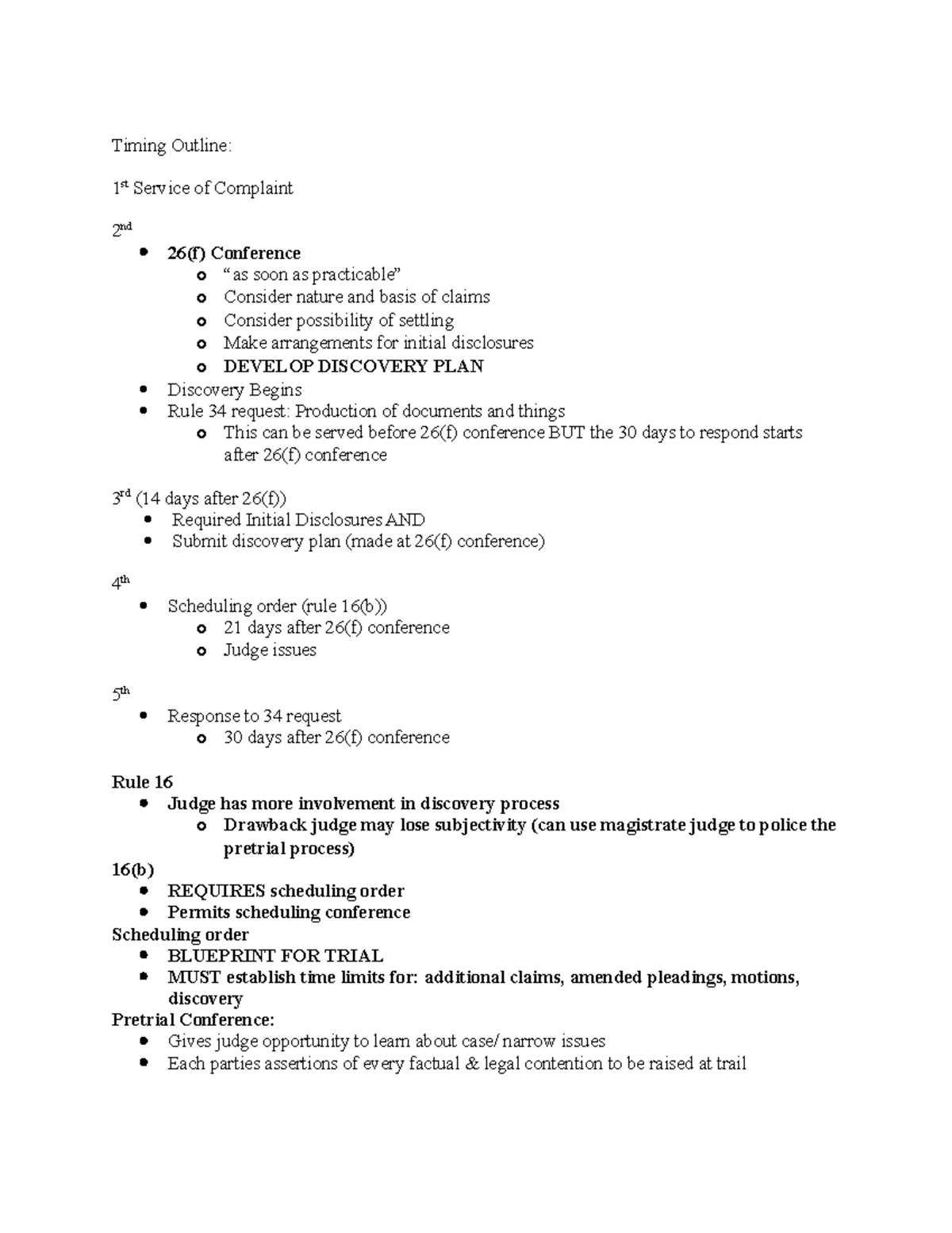 Timing Outline - Summary Civil Procedure Materials for a Basic Course ...