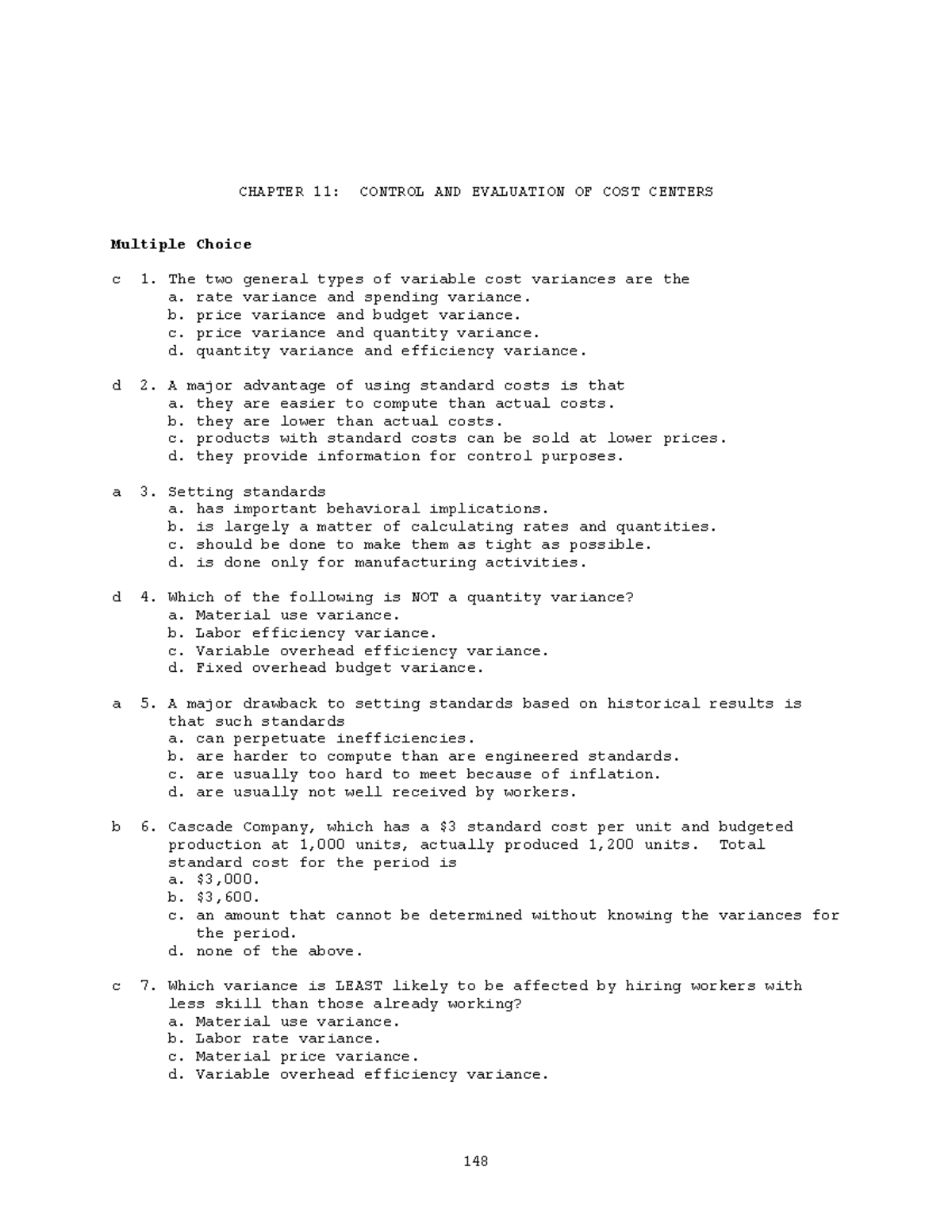 Ch11 Problems with Answer and Solution - CHAPTER 11: CONTROL AND EVALUATION OF COST CENTERS ...
