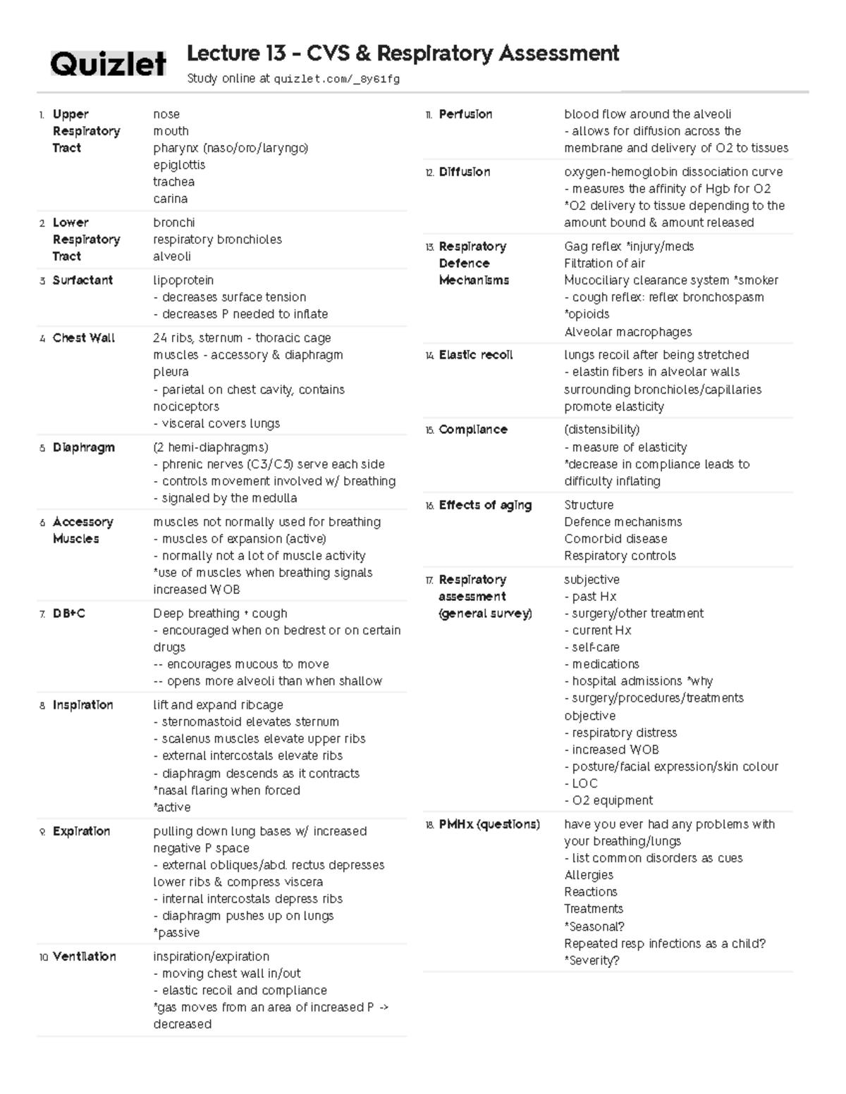 Lecture 13 - CVS & Respiratory Assessment - Upper Respiratory Tract ...