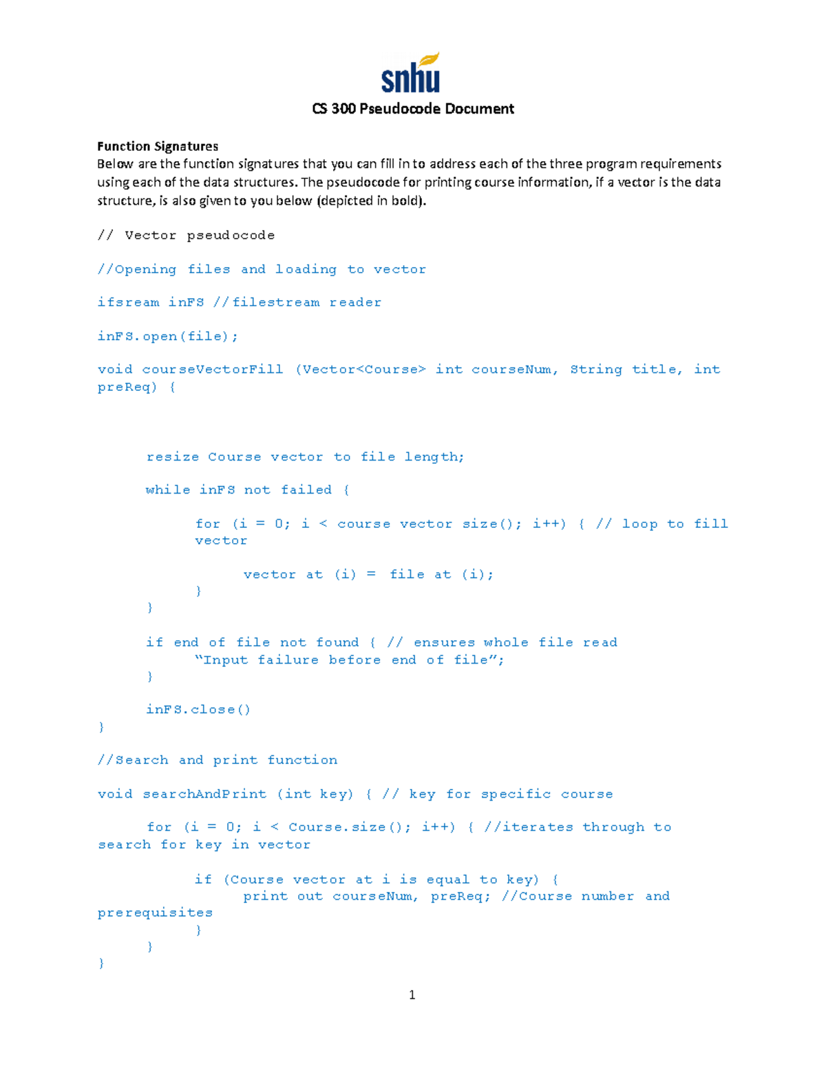 Cs 300 Module Psuedocode Document V3 Cs 300 Pseudocode Document Function Signatures Below Are