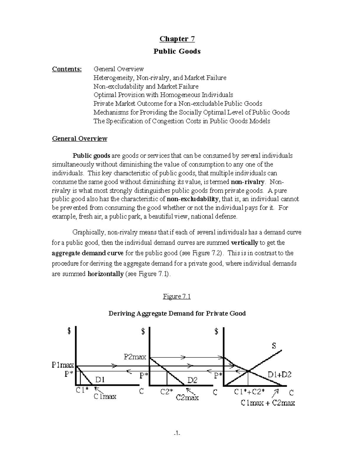 Public good and related topics - Chapter 7 Public Goods Contents ...