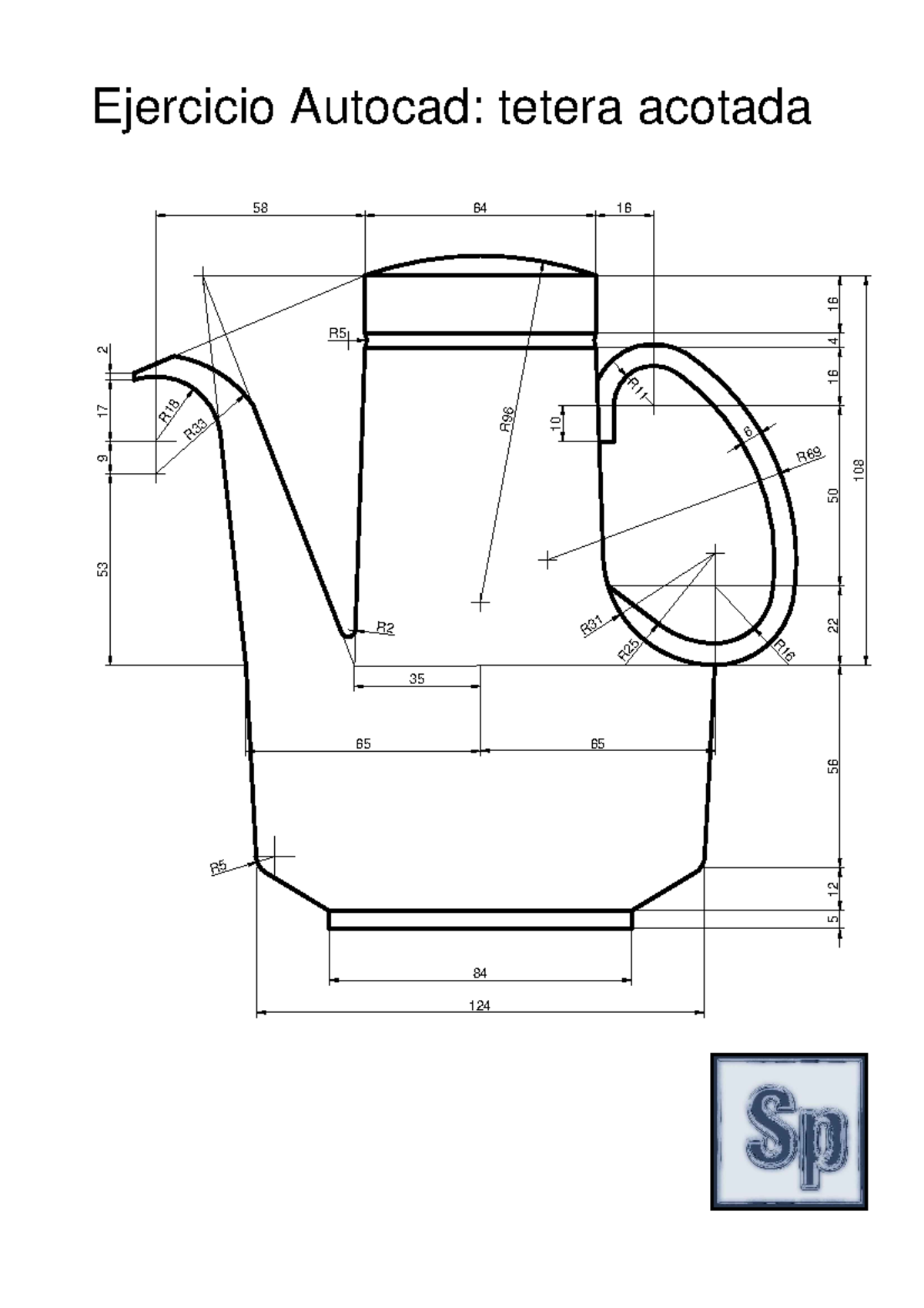 Ejercicio-Autocad-Tetera-2D - Ejercicio Autocad: tetera acotada - R - R ...