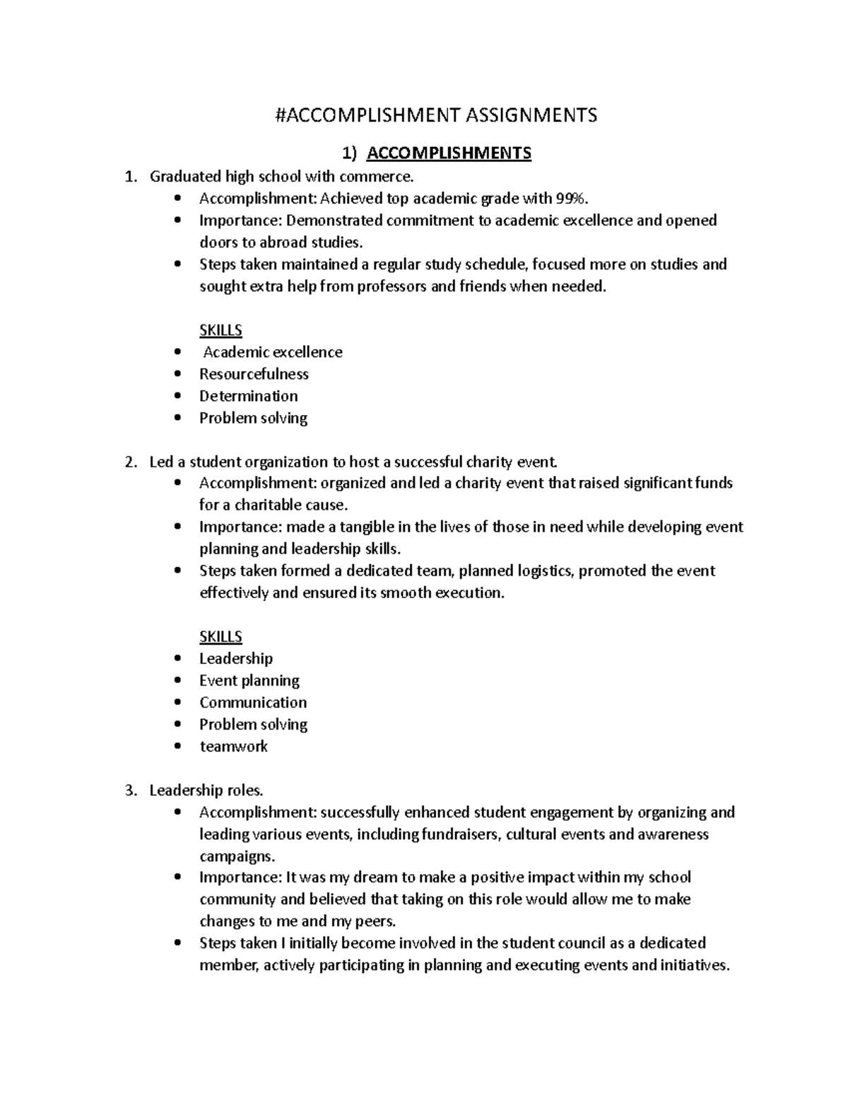 Accomplishment assignment^ - #ACCOMPLISHMENT ASSIGNMENTS 1 ...