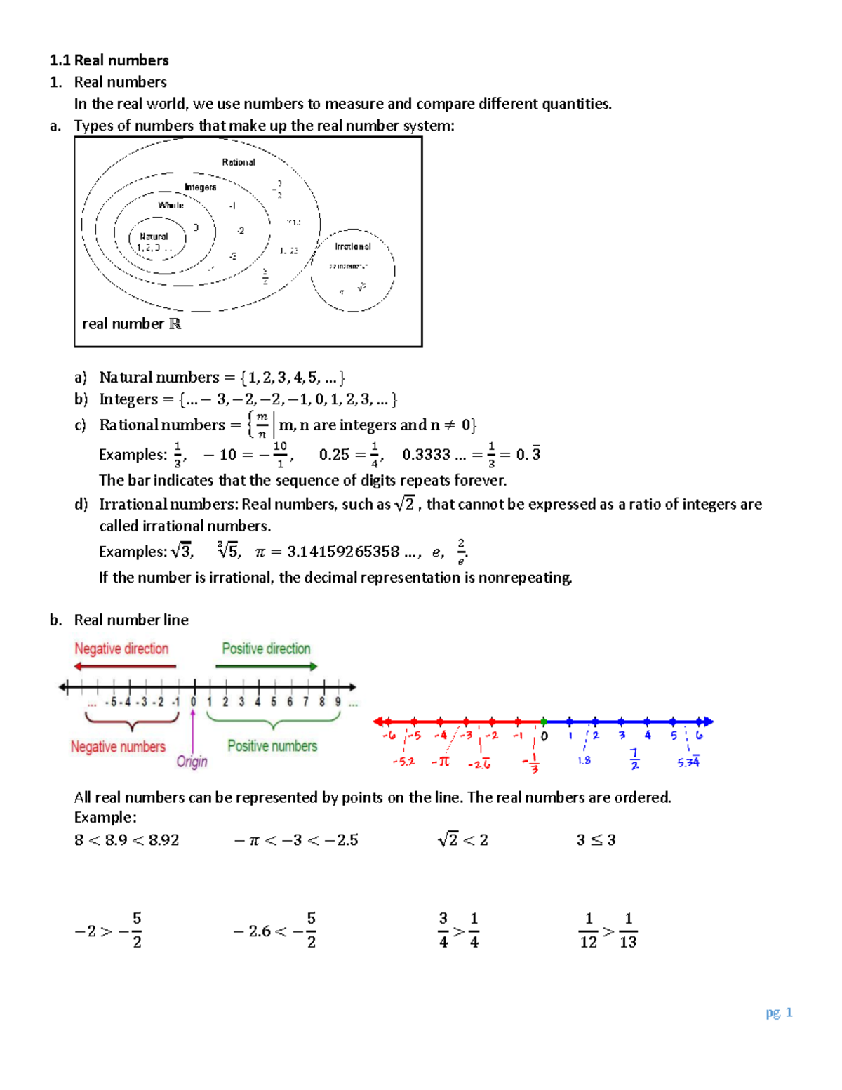 S-1.1 Real Numbers - Lecture notes 1 - 1 Real numbers Real numbers In ...