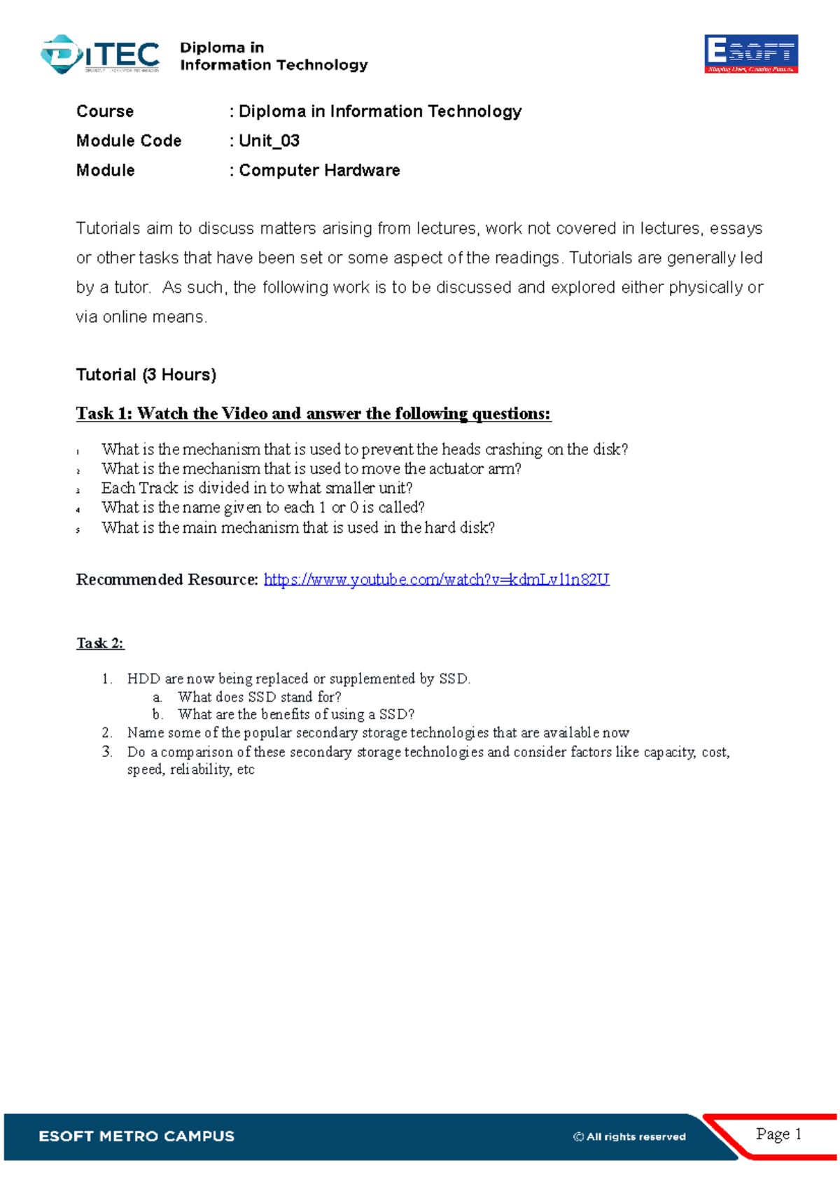 2841-1633683127208-Tutorial 3.2 [3 hours] - Course : Diploma in ...