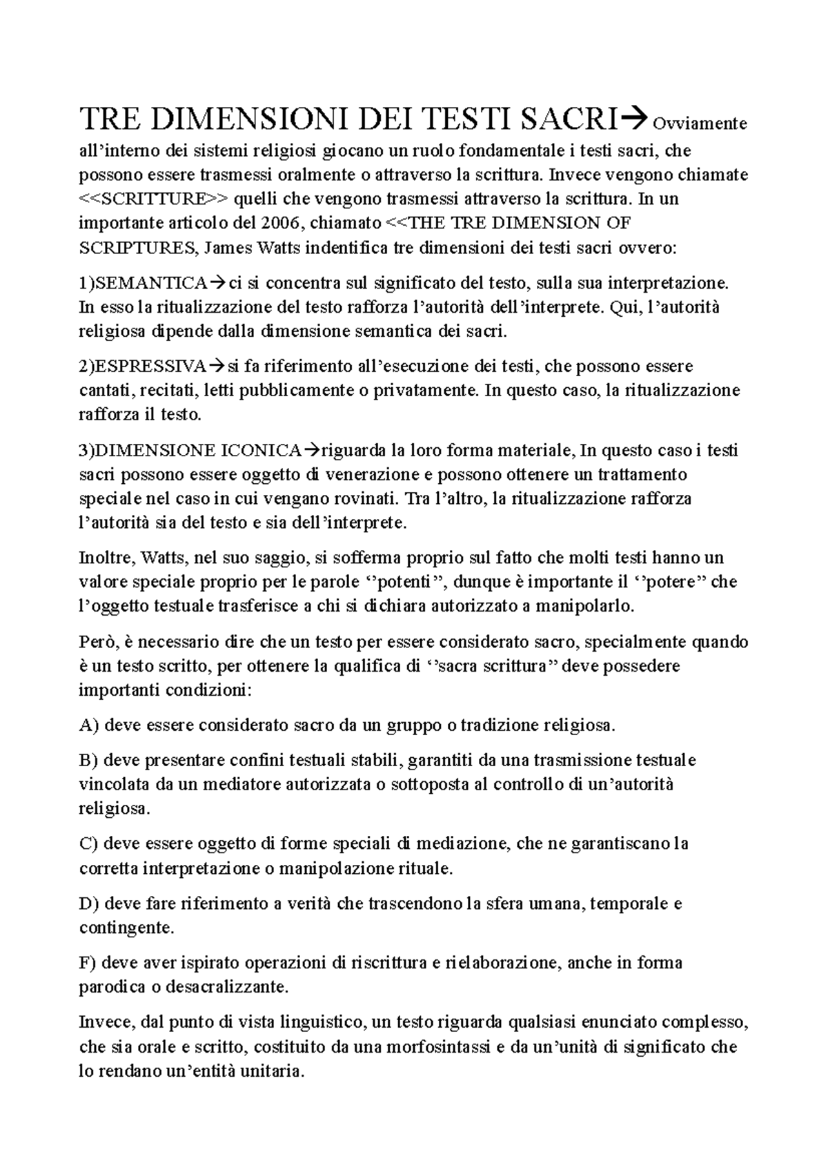 TRE Dimensioni DEI Testi Sacri, Tetso Sacro E Testo - TRE DIMENSIONI ...