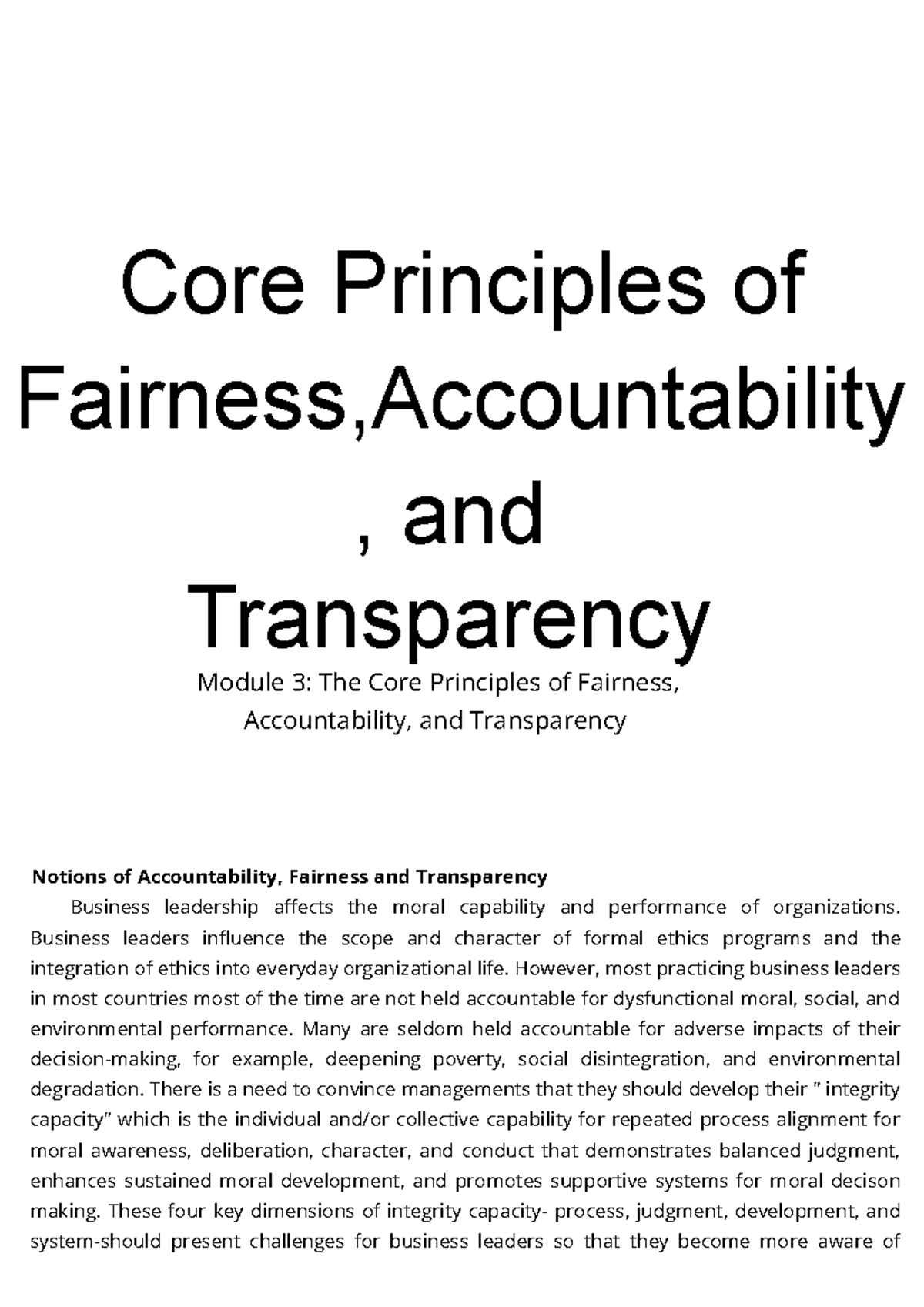 Business-Ethics-Module-3 - Core Principles of Fairness,Accountability ...