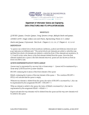 Data Structures and Application - BCS304 - VTU - Studocu