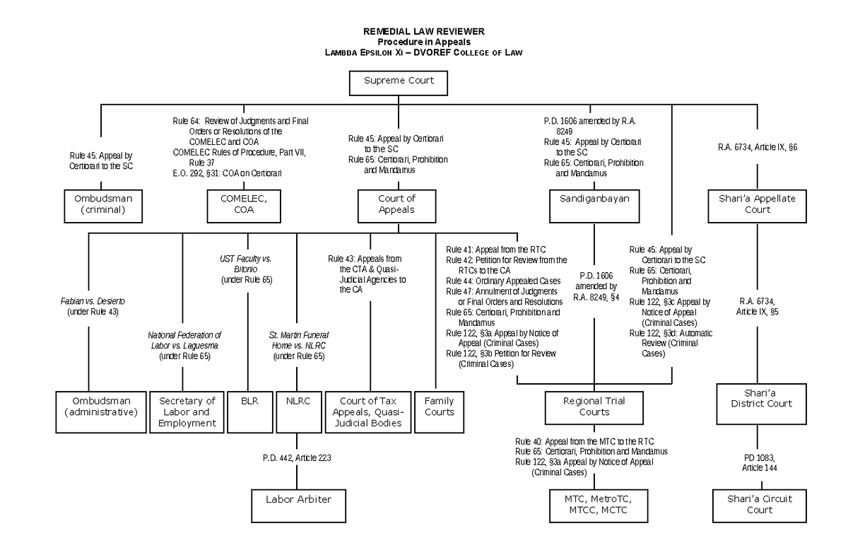 434503383 Appeal Procedure Flowchart pdf - REMEDIAL LAW REVIEWER Procedure in Appeals LAMBDA ...