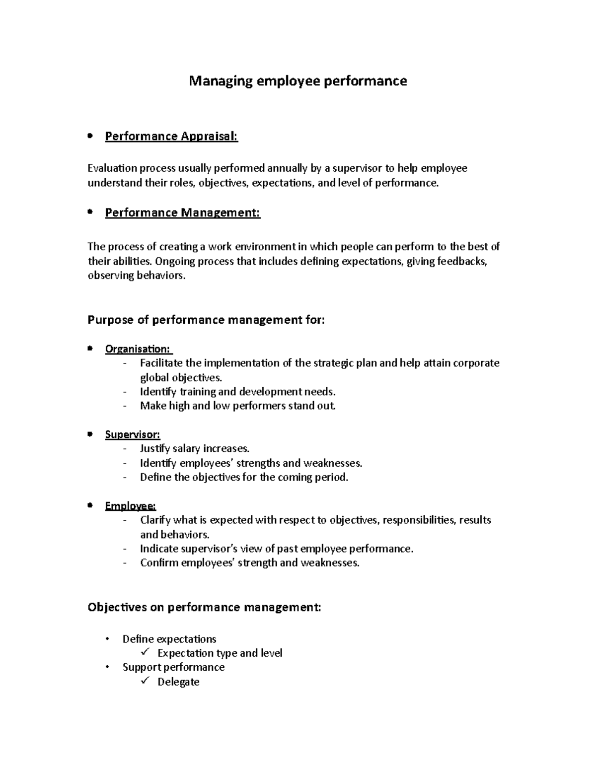 HR Final exam revision - Résumé - Managing employee performance ...