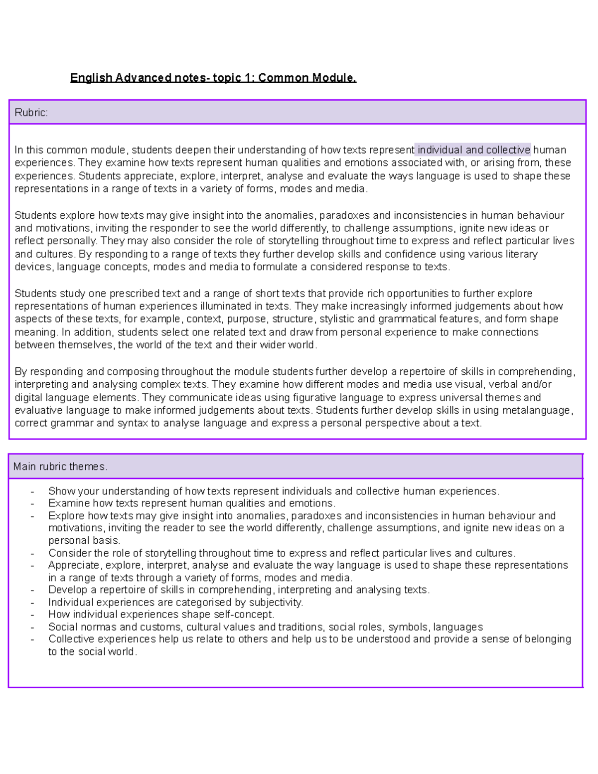 English Advanced - topic 1 Common Module - English Advanced notes ...