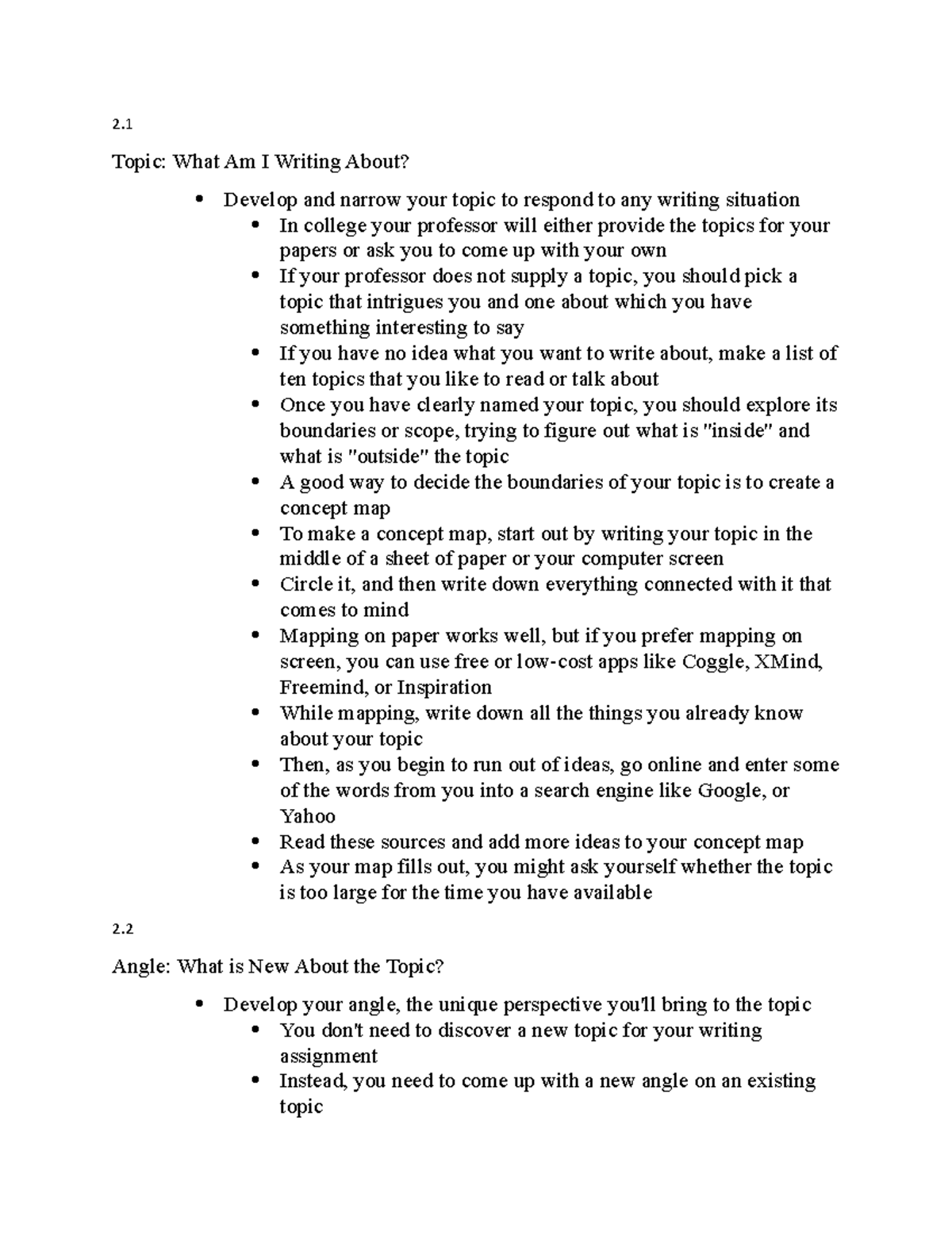 Topic, Angle, Purpose - Topic: What Am I Writing About? Develop and ...