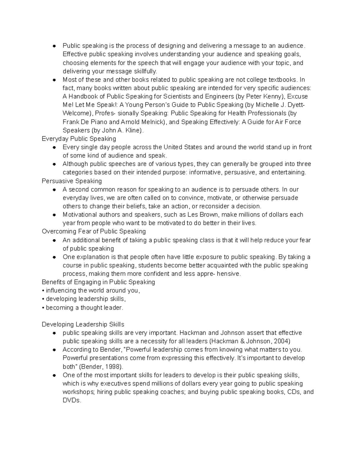 Chap 1 - Why Public Speaking Matters Today - Public speaking is the ...